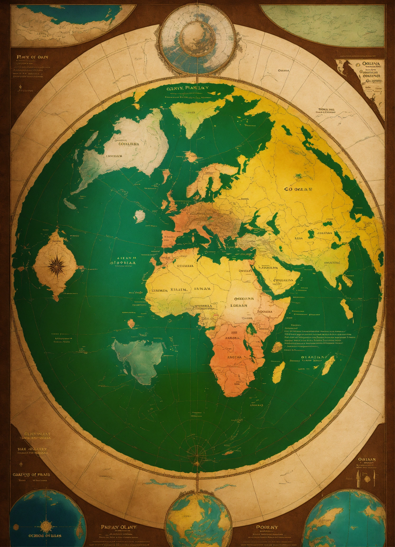 Lexica - Map of a fantasy planet with 4 continents, 3 oceans, many forests