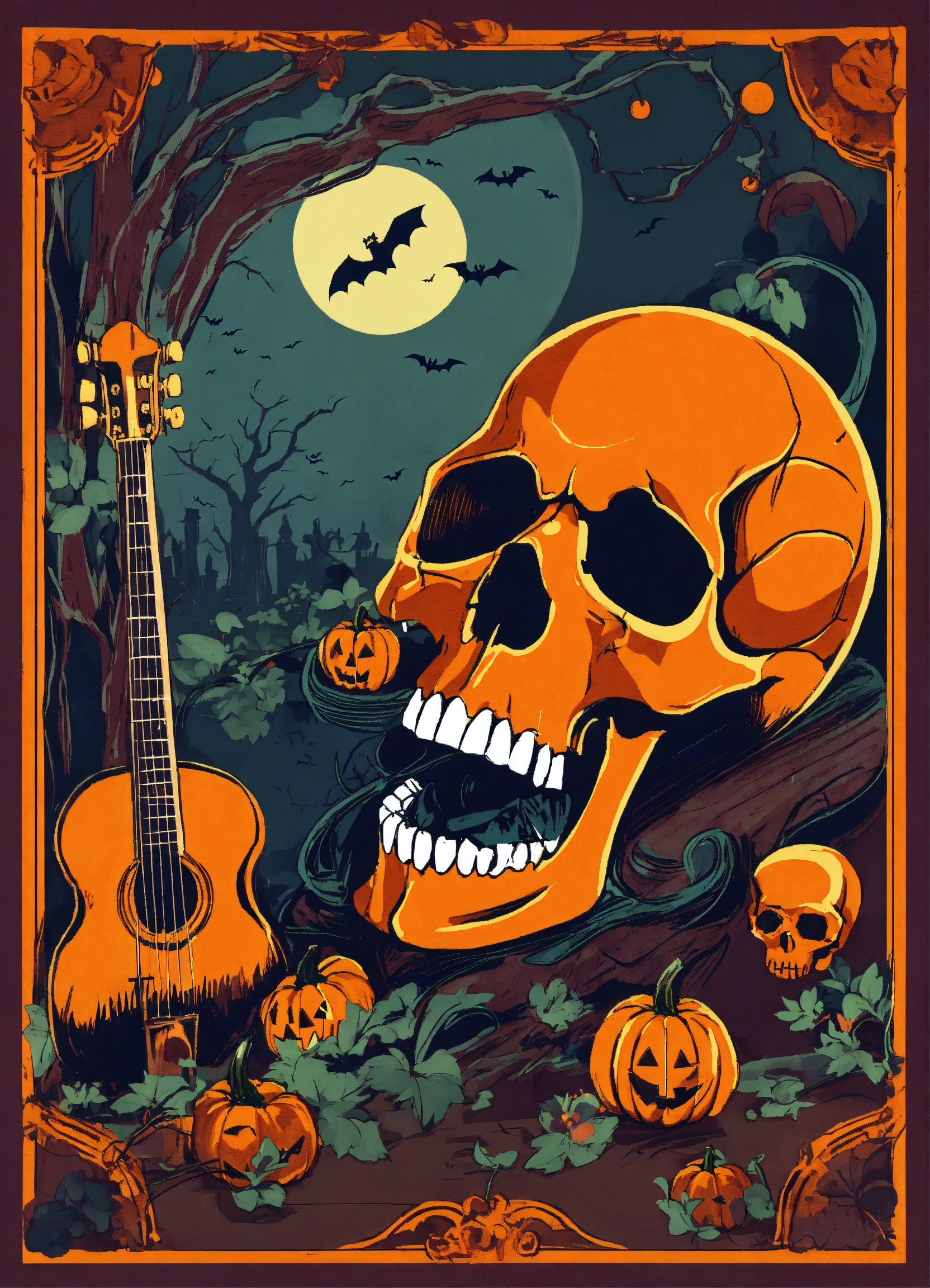 Lexica - Retro, halloween skulls, 1950 jazz style