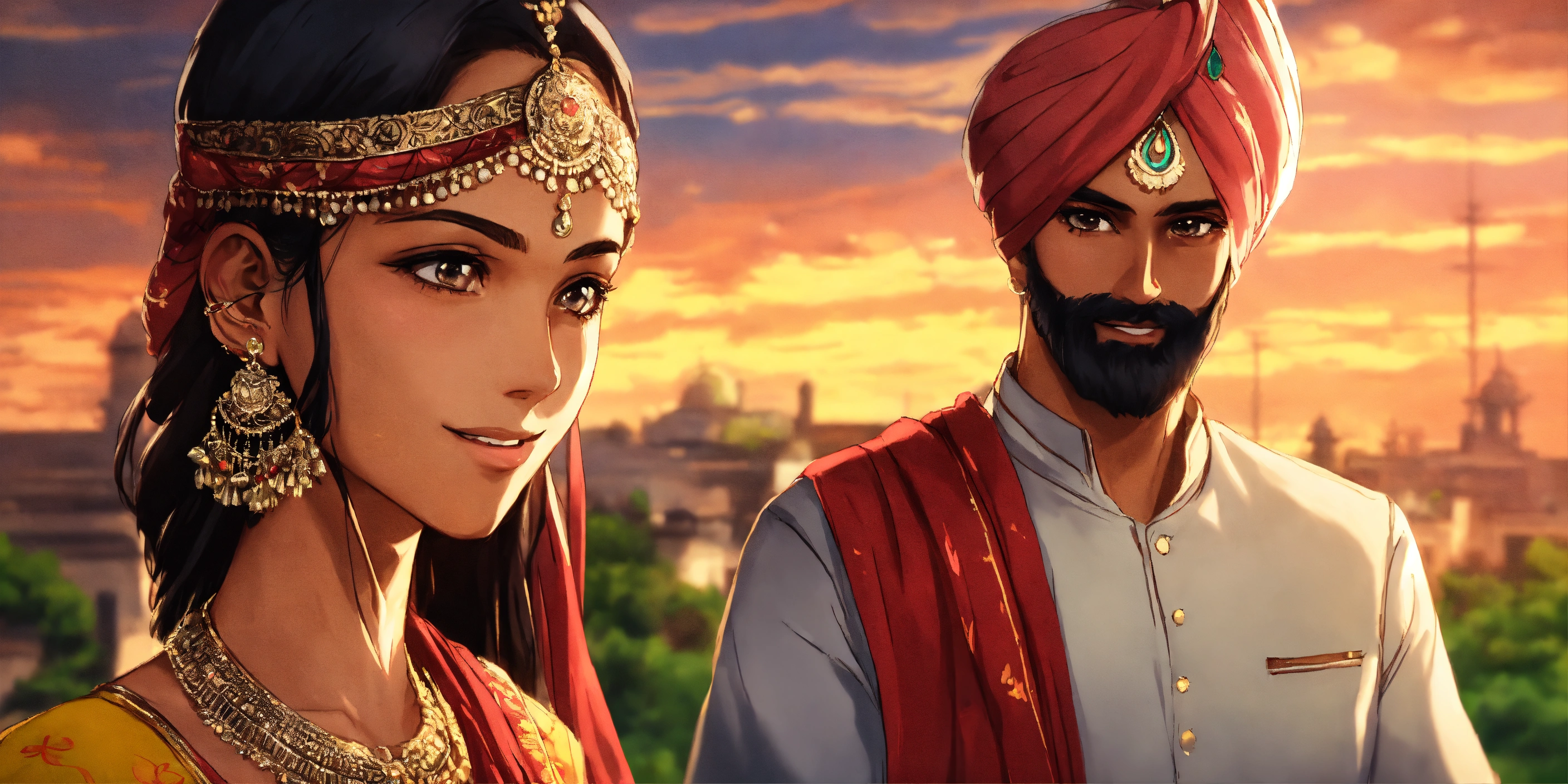 Lexica - Indian turban guy looking at beautifull indian girl with smile ...