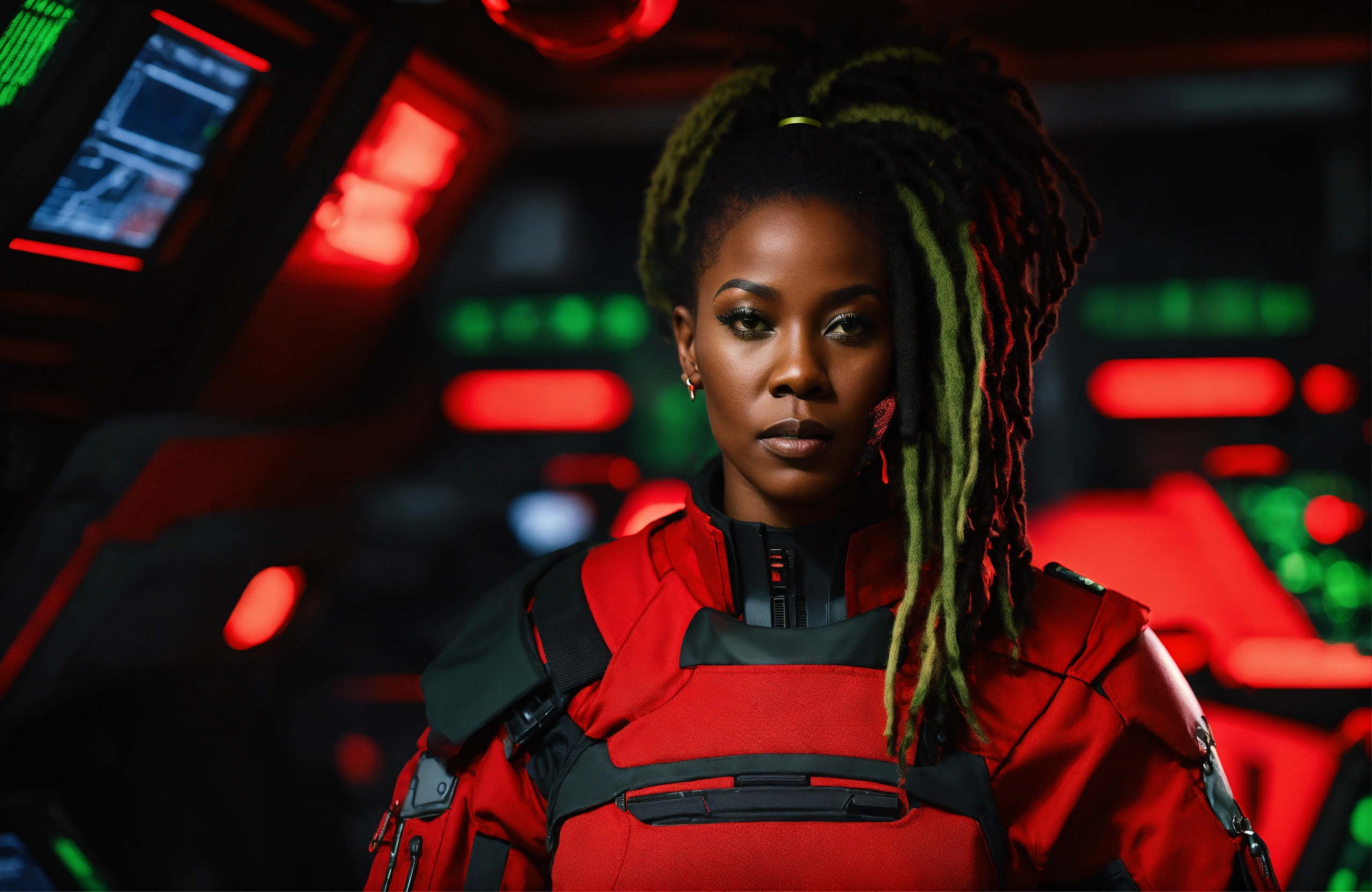 Lexica - Full body view of a serious black woman with dreadlocks as a ...