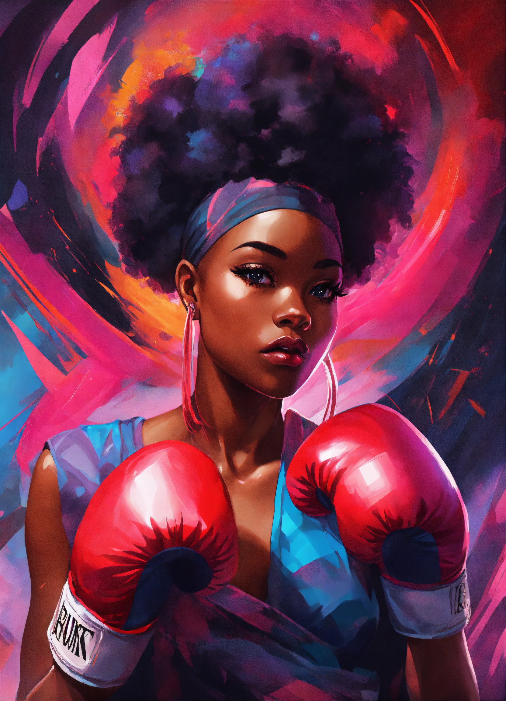 Lexica - Boxing gloves, Abstract style anime art of a mystical black ...