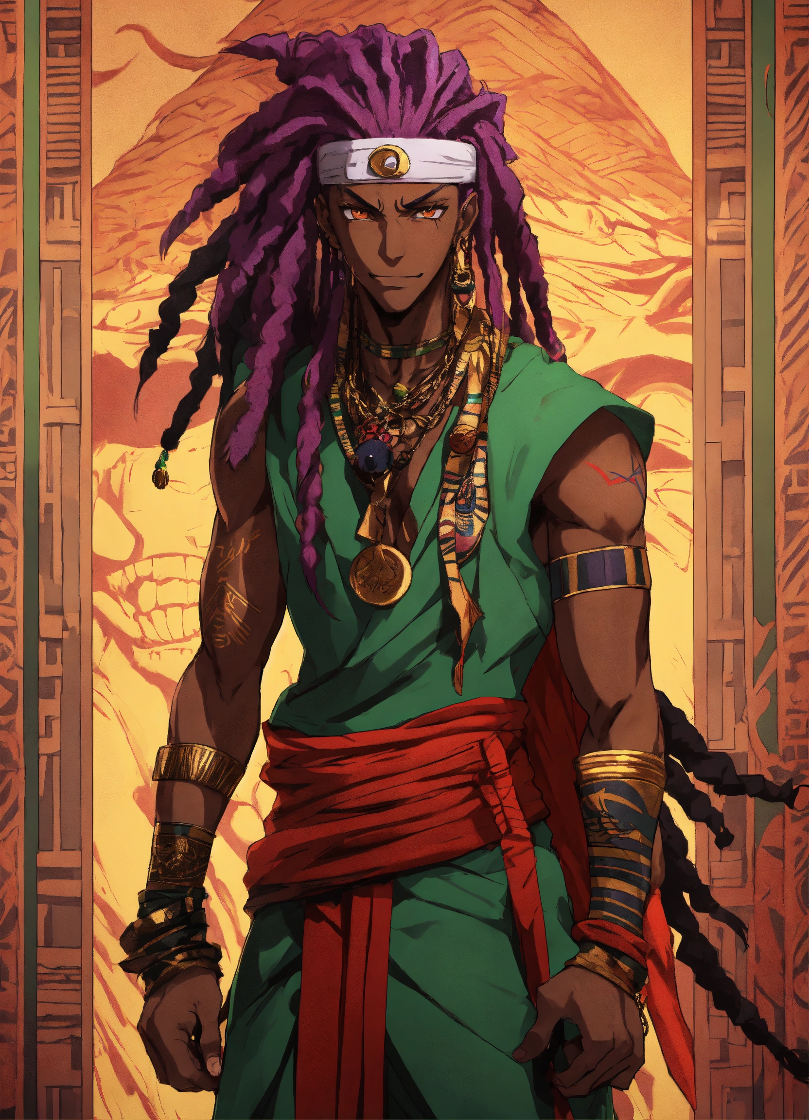 Lexica - African Naruto anime styled character, muscular physique, long ...