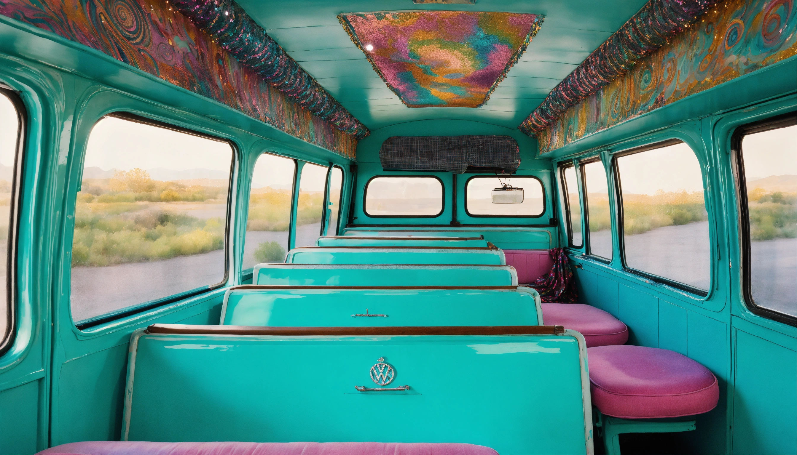 Lexica - Concept art of hyper realistic turquoise Volkswagen bus ...