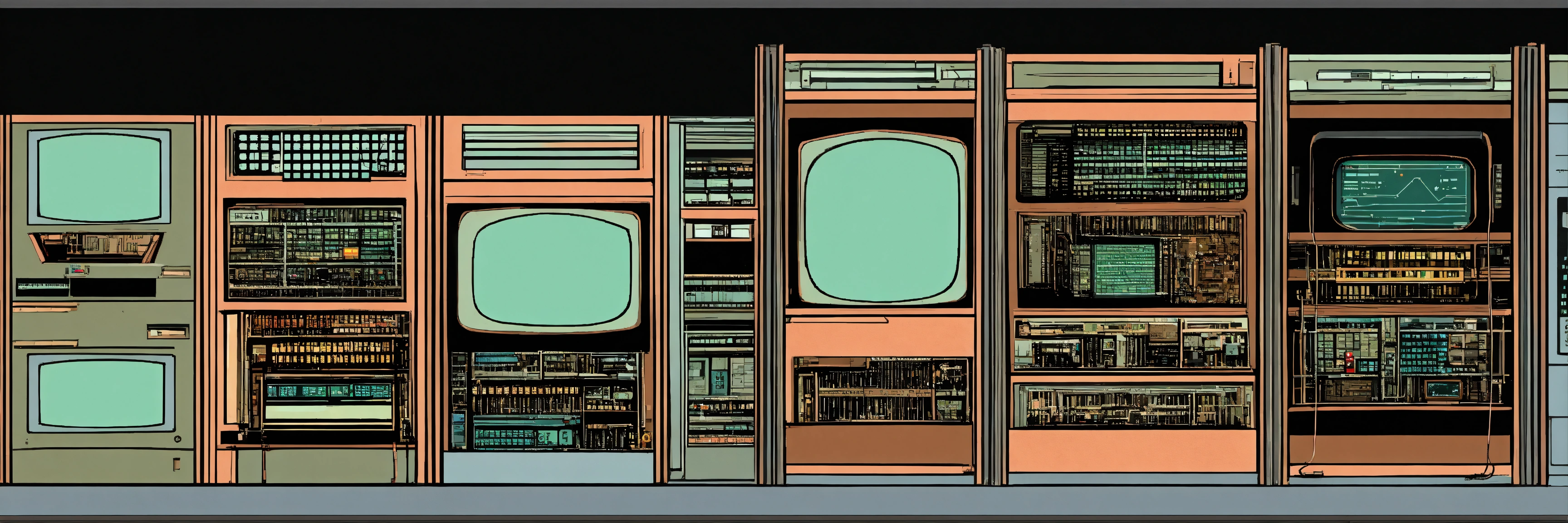 Lexica - Cartoon retrofuturistic ENIAC or UNIVAC. The Jetsons.