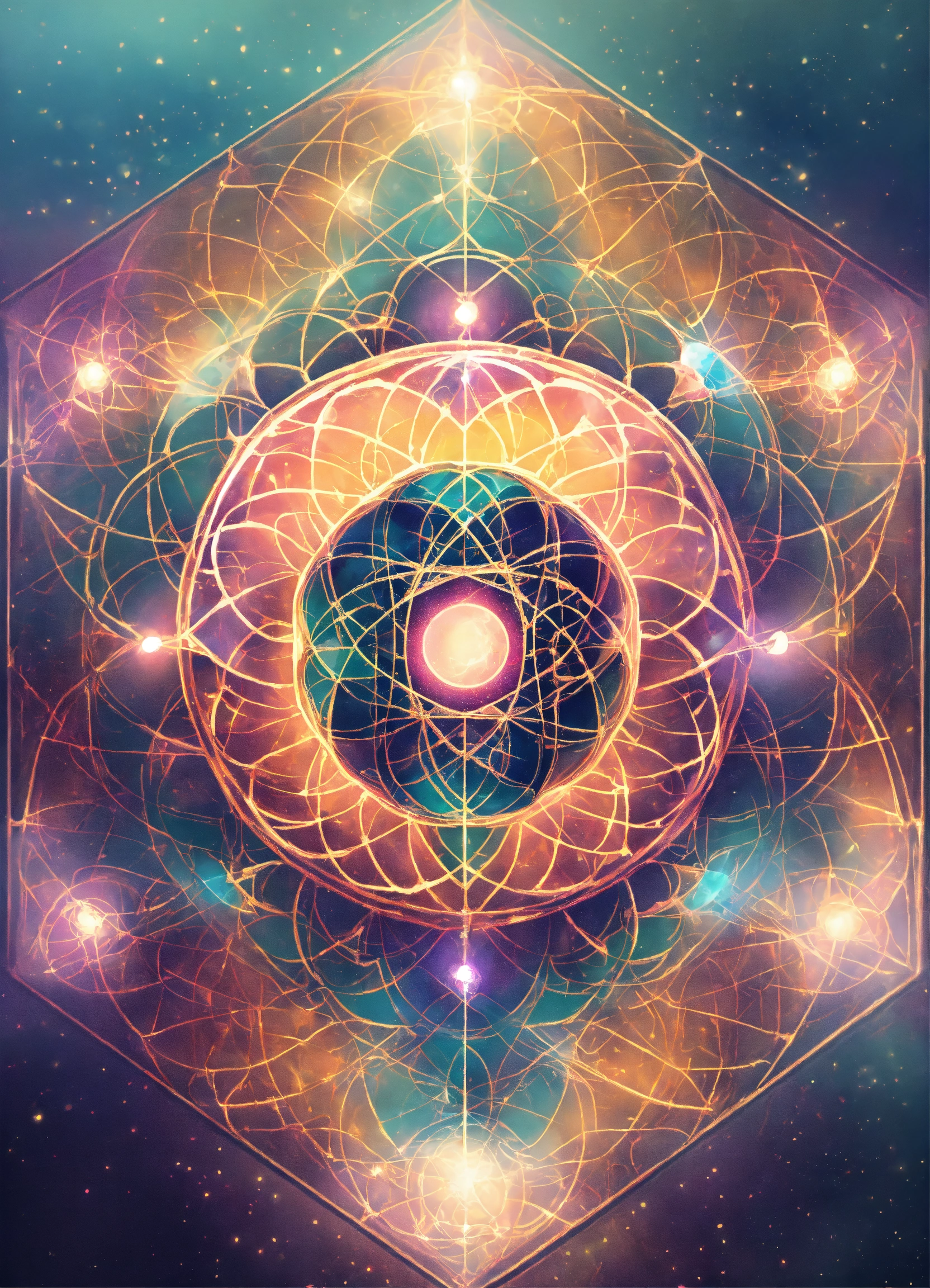 Lexica - A atom symboles, infinite, connected to other universe, pastel ...