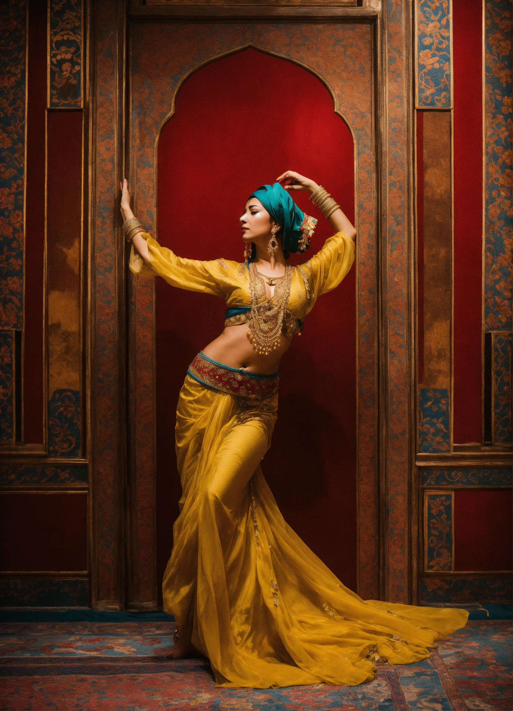 Lexica - Photo portrait of odalisque dancing in oriental palace