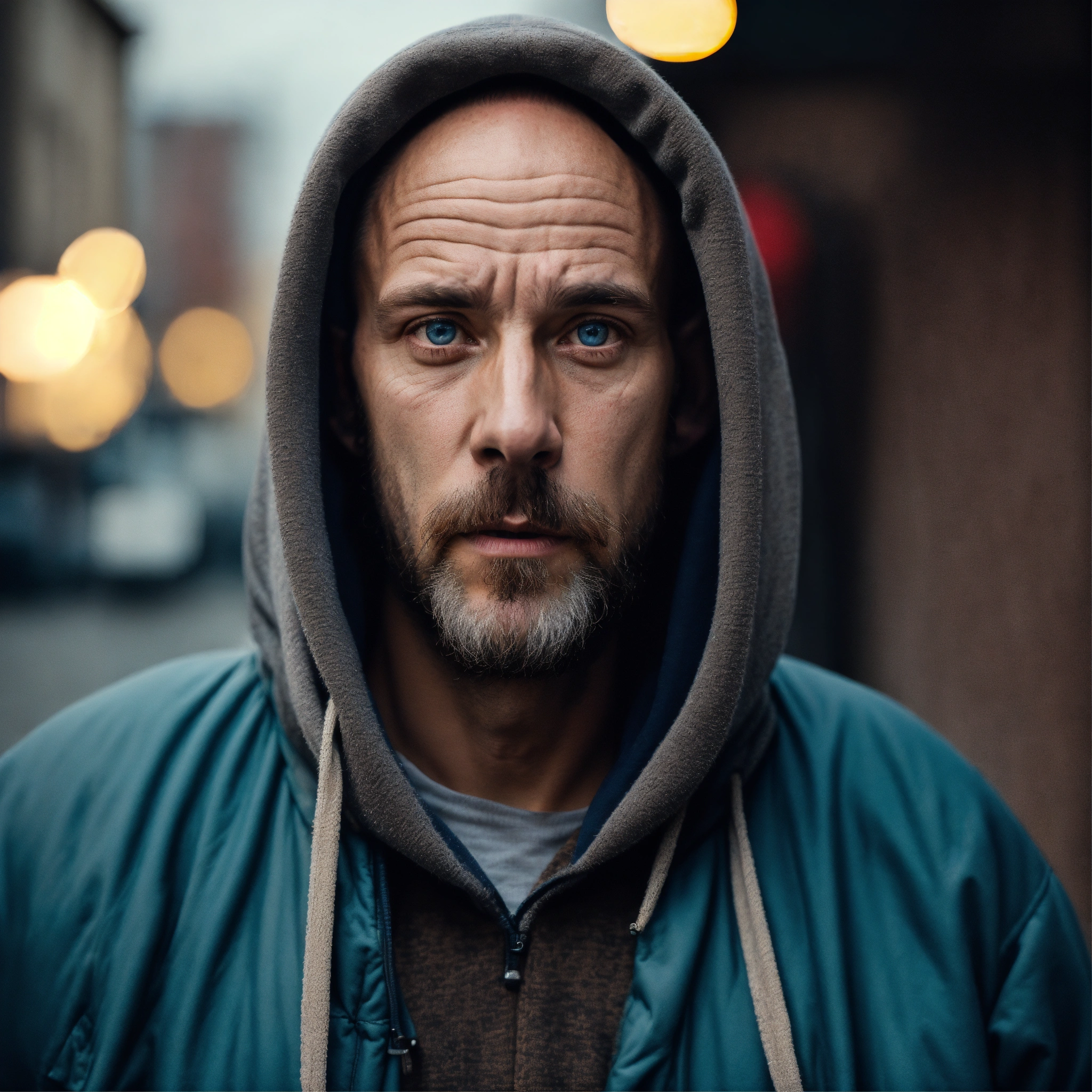 Lexica - A HUGE HOMELESS MAN, LUMPY BALD HEAD, A TINY GOATEE , NO ...