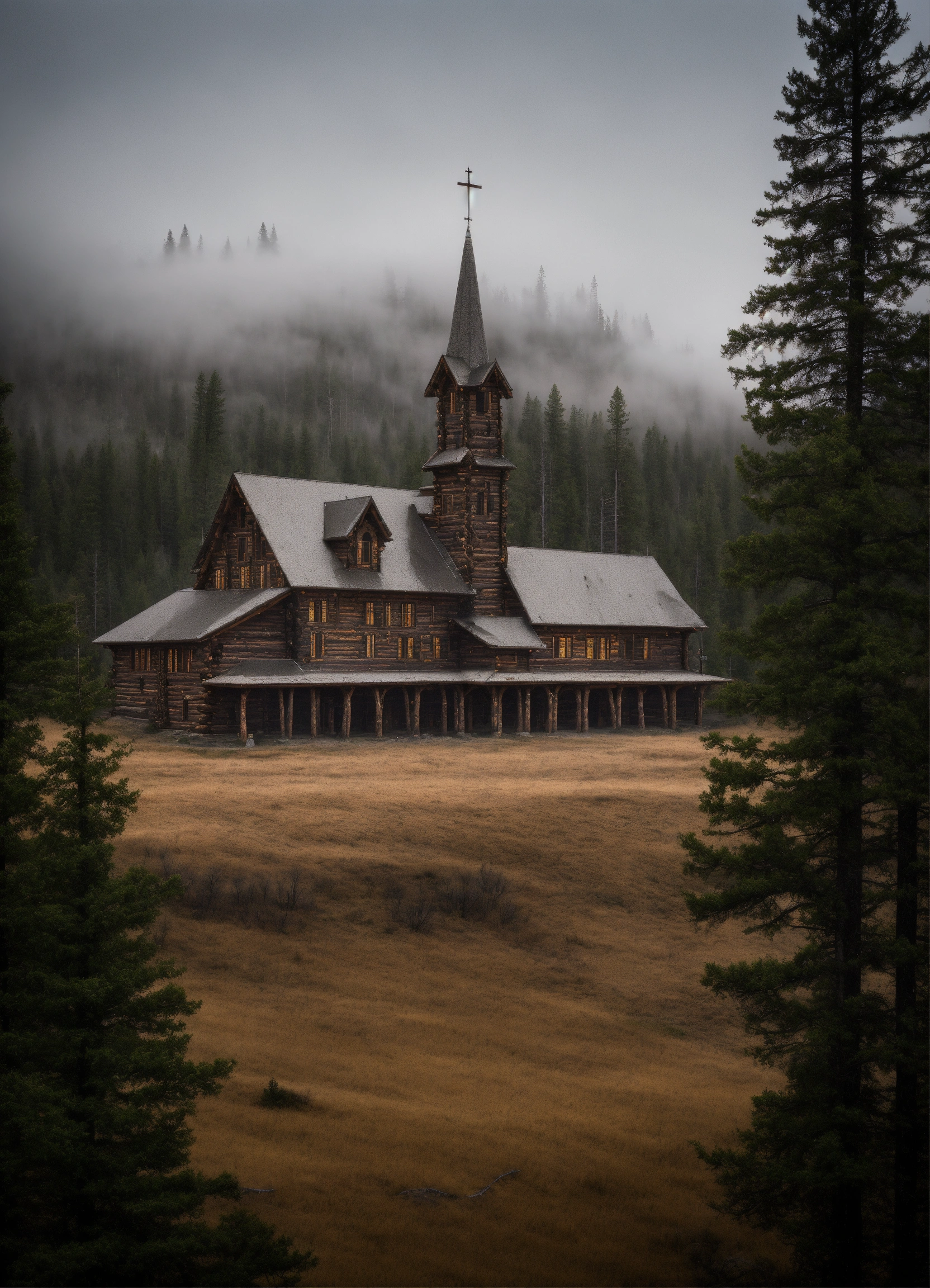 Lexica - An award winning photograph of a creepy log-constructed ...