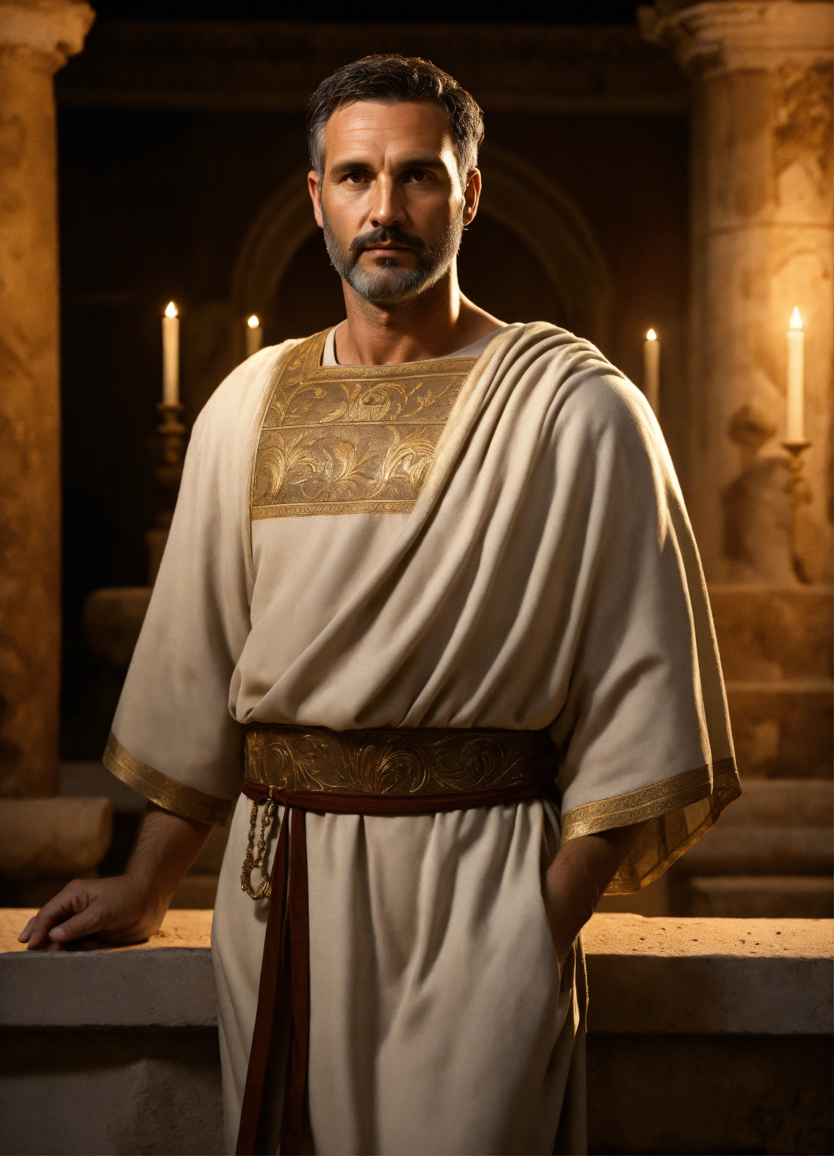 Lexica - A rich roman man wearing a light-colored tunic, smart, solemn ...
