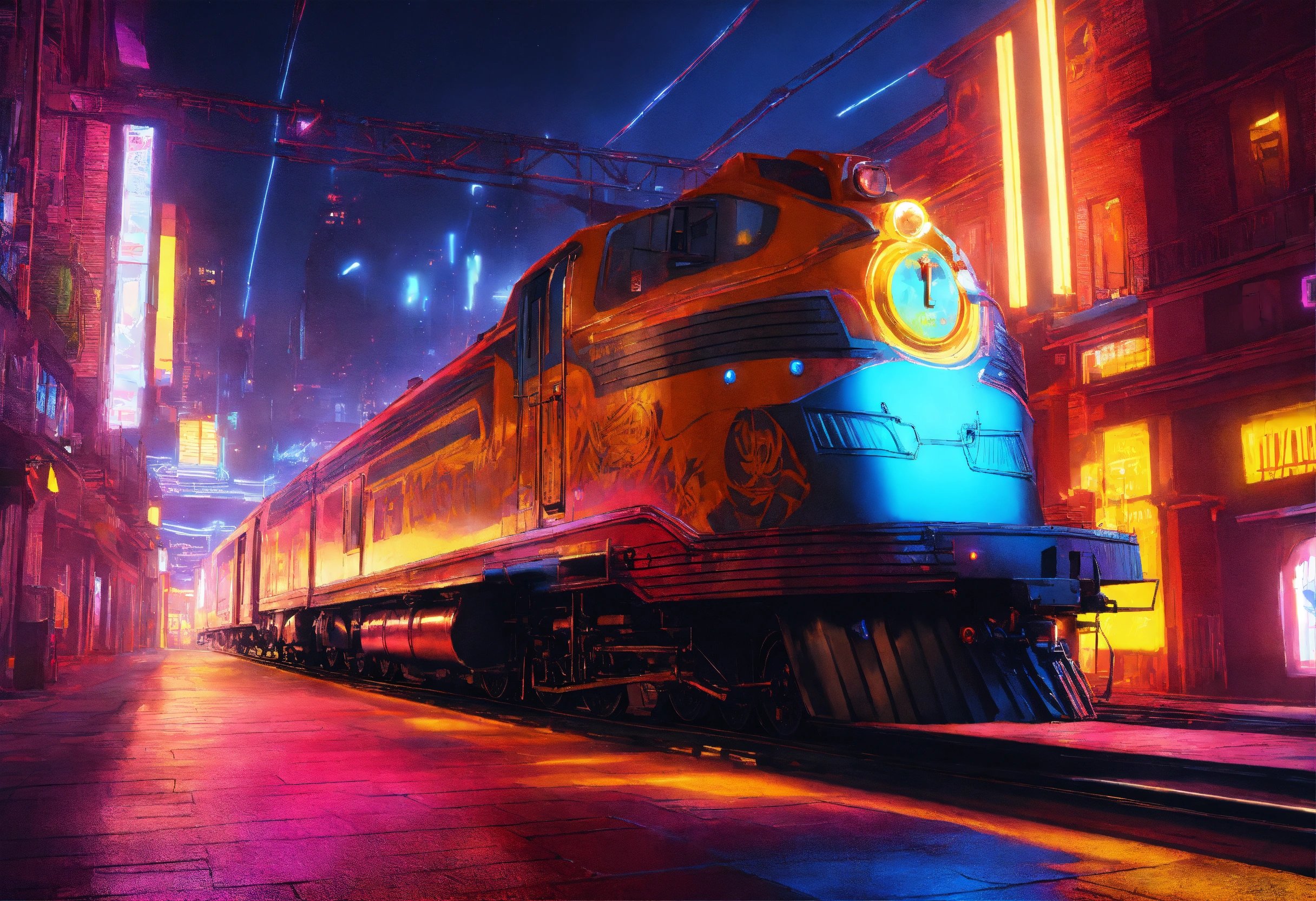 Lexica - 8k , masterpiece,Running in Neon City,Future steam locomotive