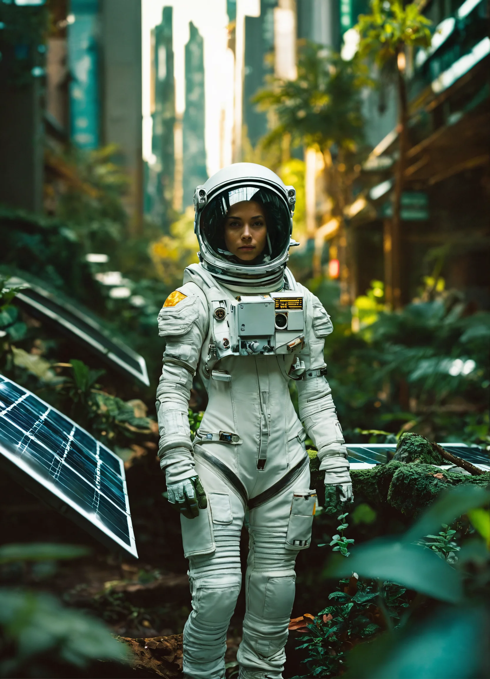 Lexica - Medium-full shot, photo portrait titled "Lone female Astronaut ...