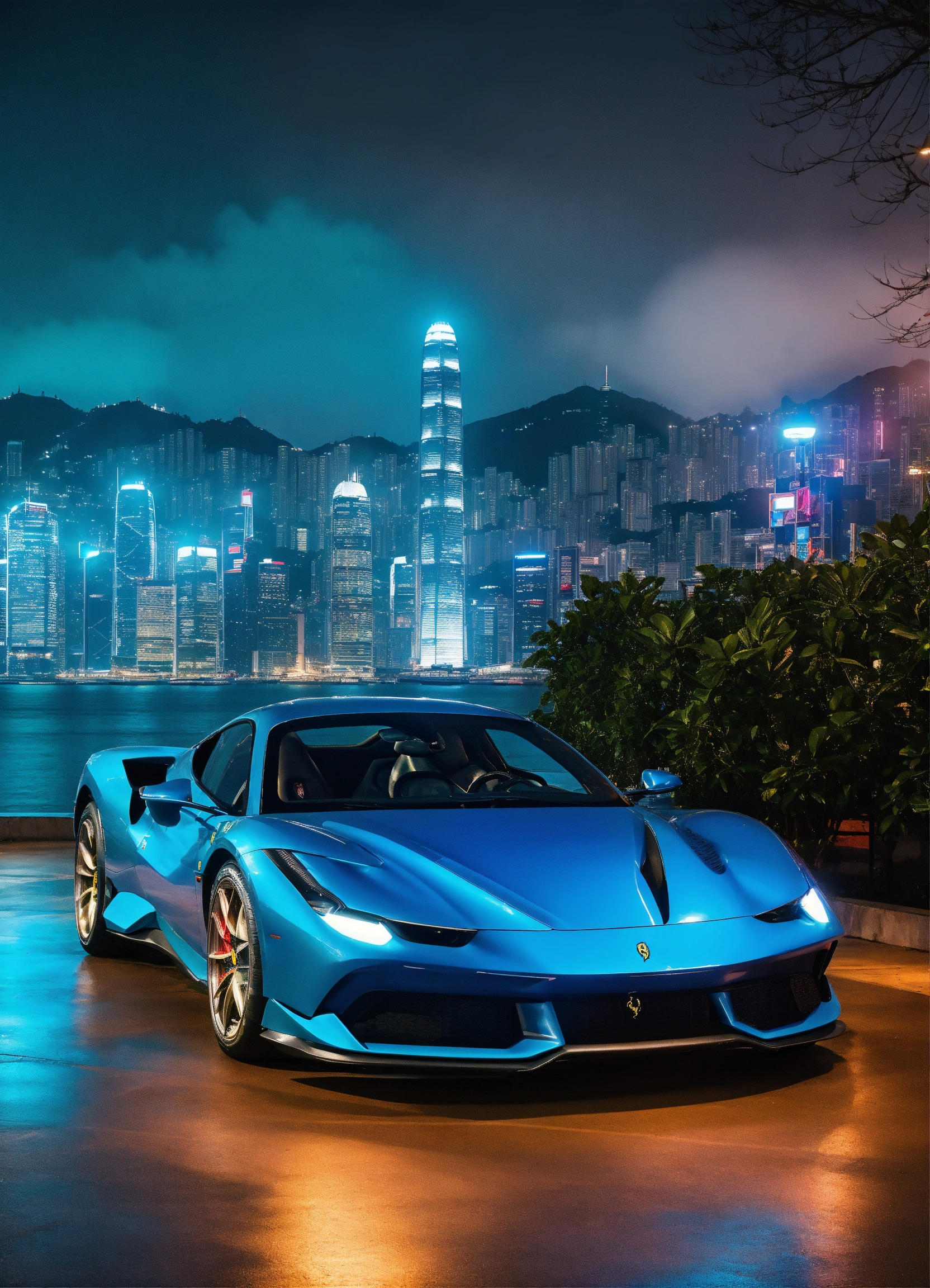 Lexica - 2023 Ferrari SF90 Stradale cyan, doors opened, metallic ...