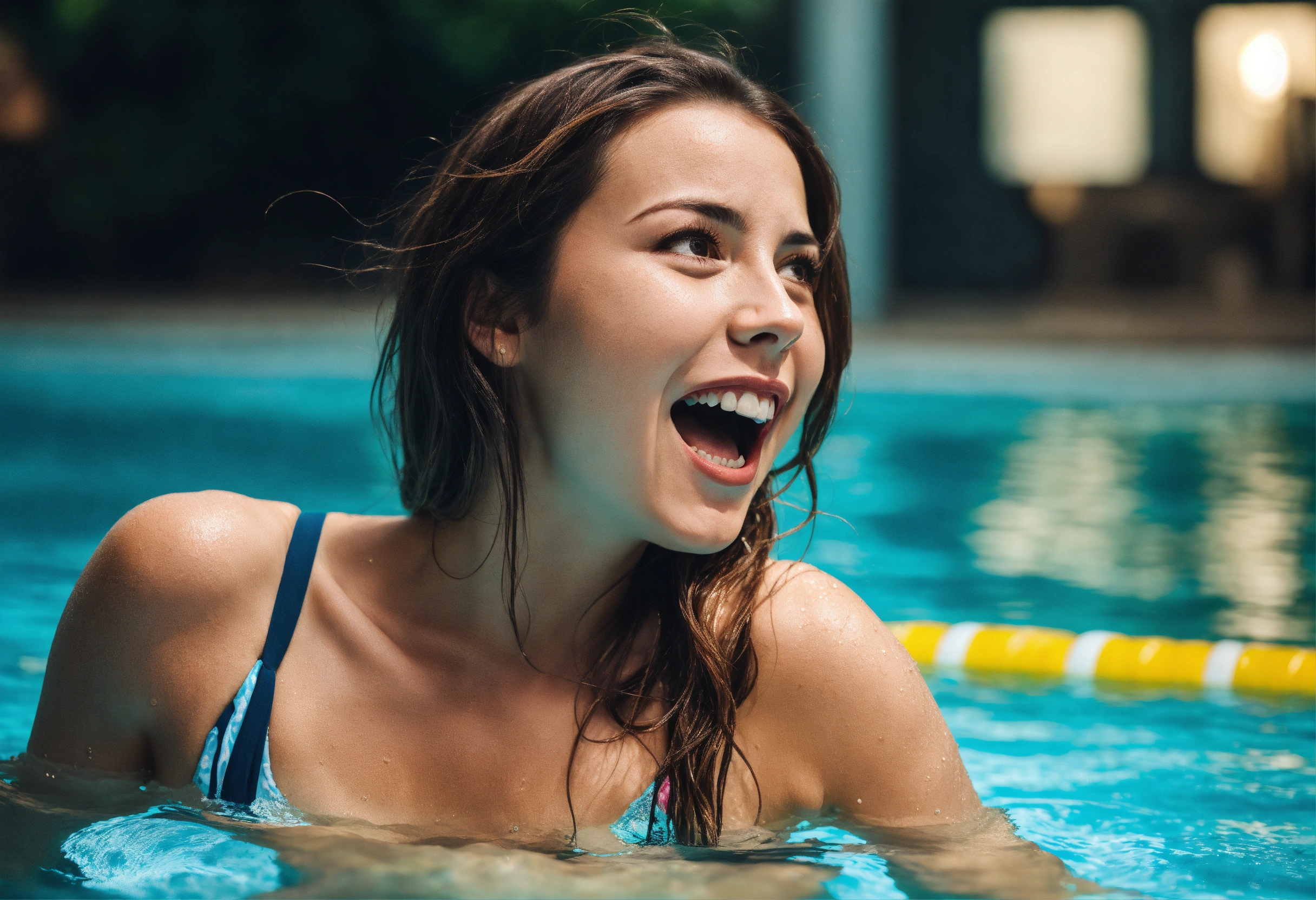 Lexica - Photo, real, beautiful woman, swimming pool, indignant ...