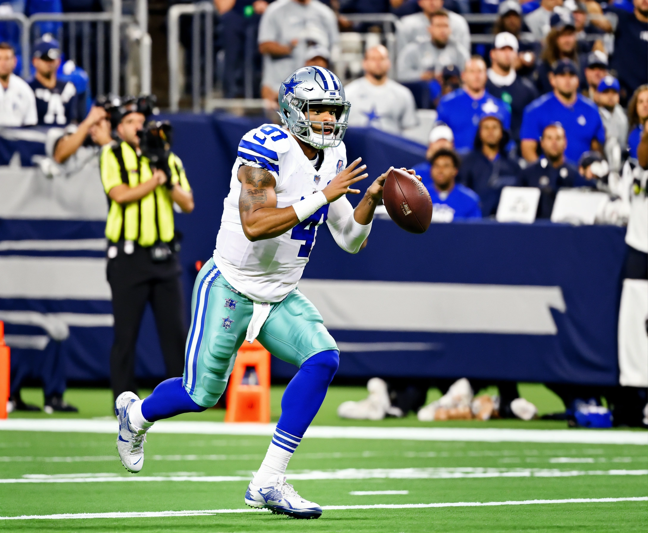 Lexica - Dak prescott throwning an interception on the filed Dallas Cowboys