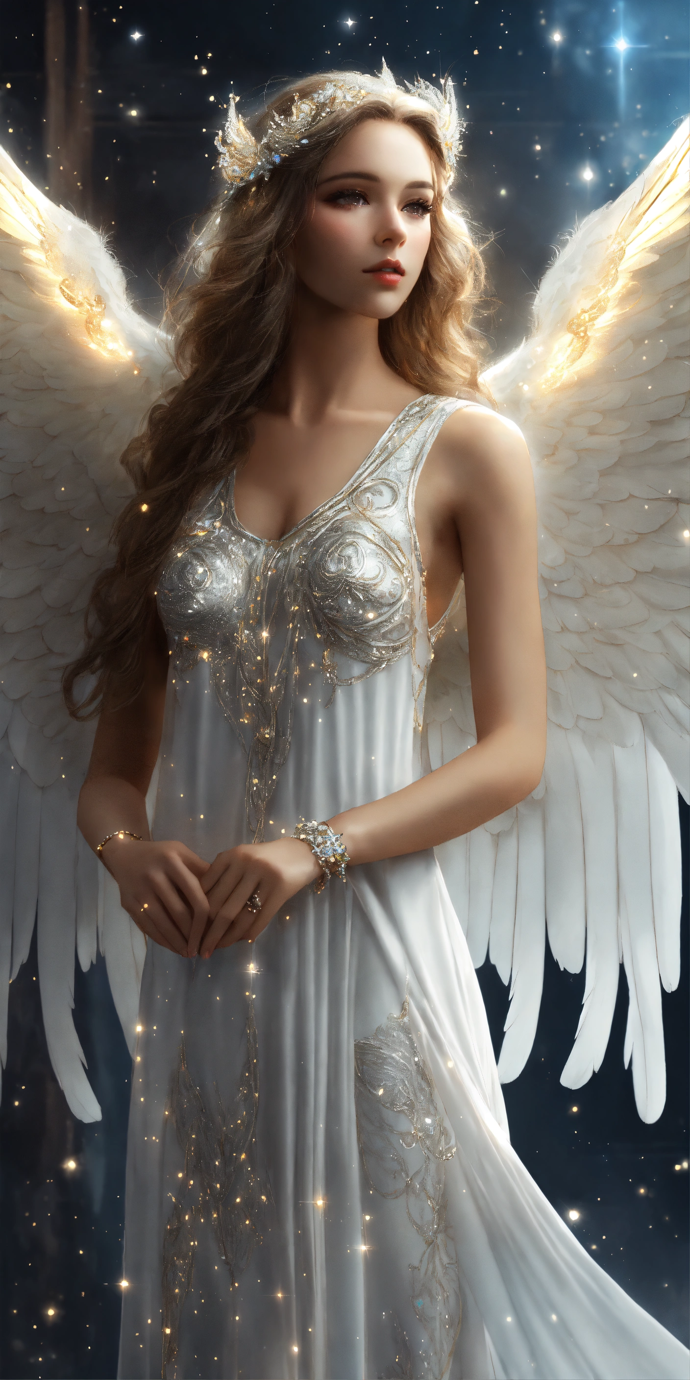 Lexica - Beautiful and perfect Angel woman with white angel wings with ...