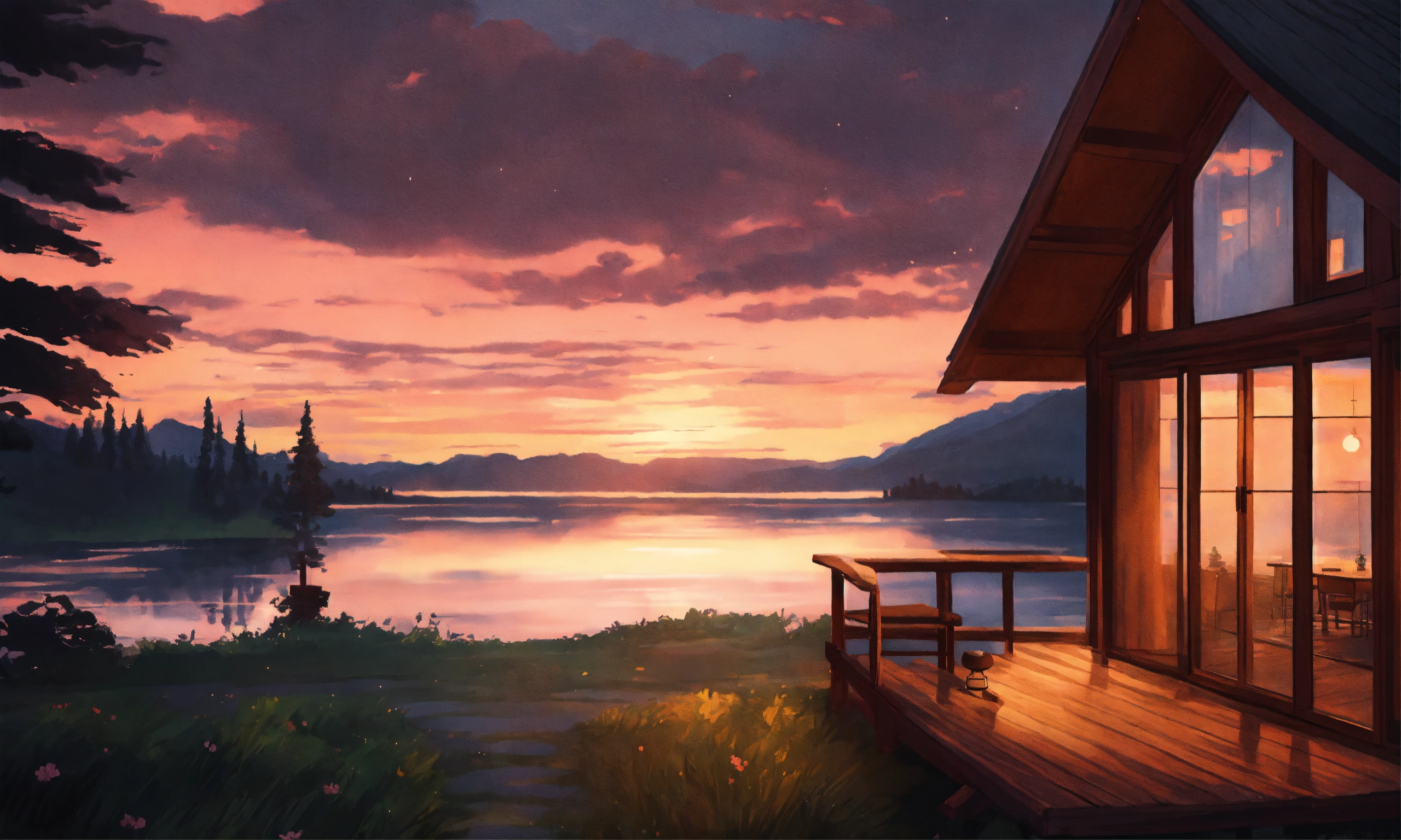 Lexica - Cozy wooden nordic cabin, anime, studio ghibli, minimalistic ...