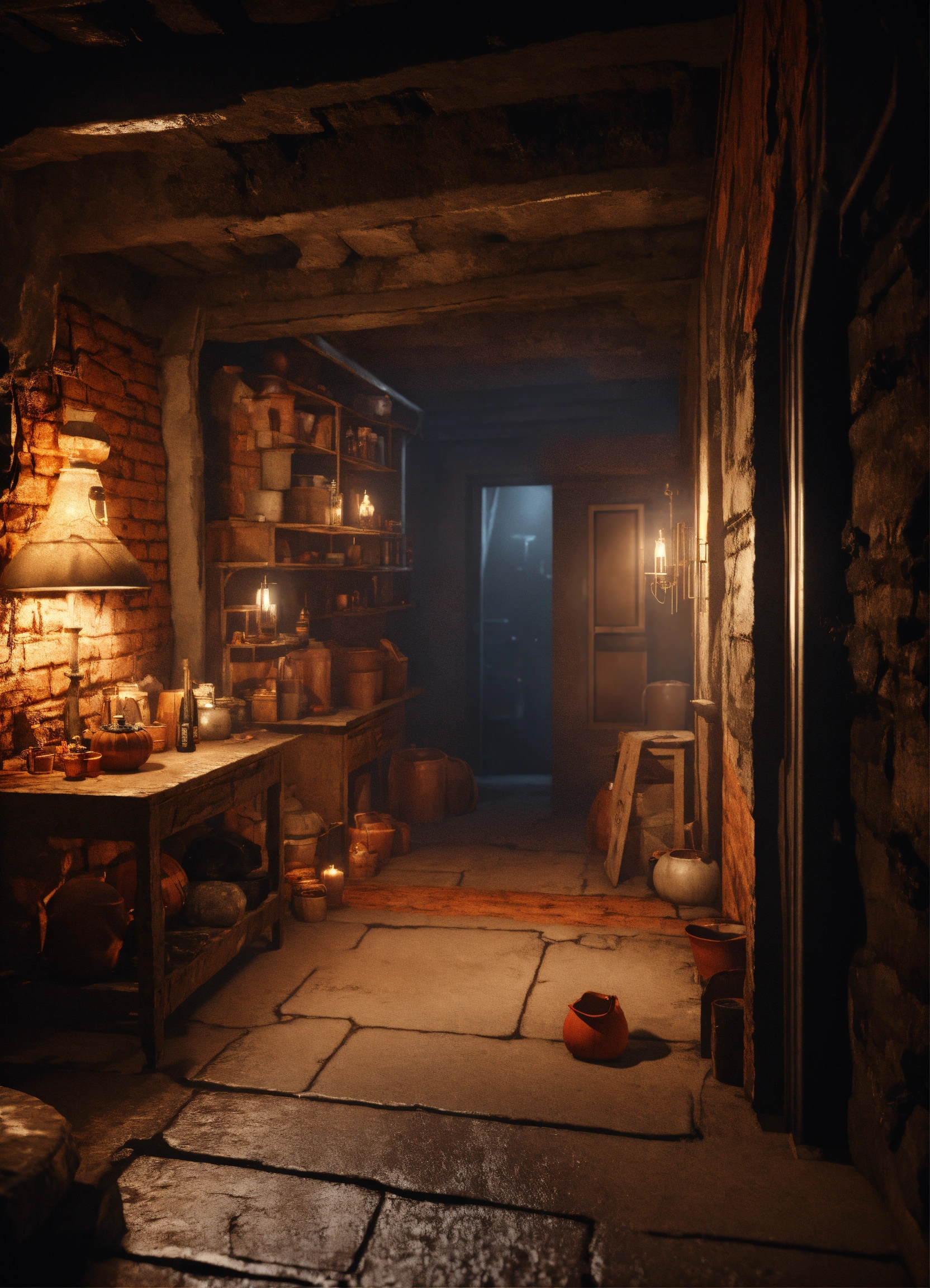 Lexica - Spooky looking basement, unreal engine render, 8k