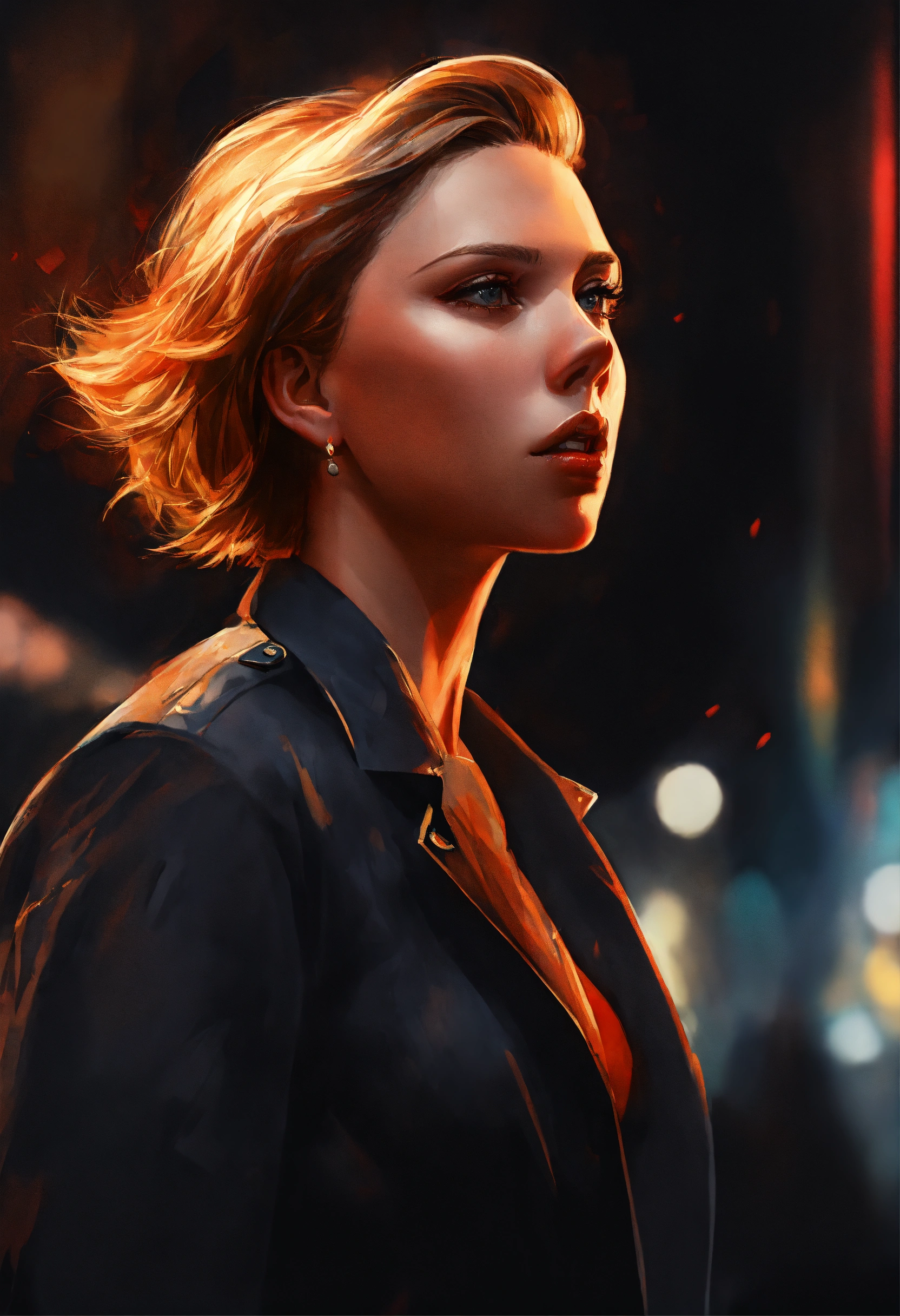 Lexica Scarlett Johansson Illustration 2d Realism Black Flat