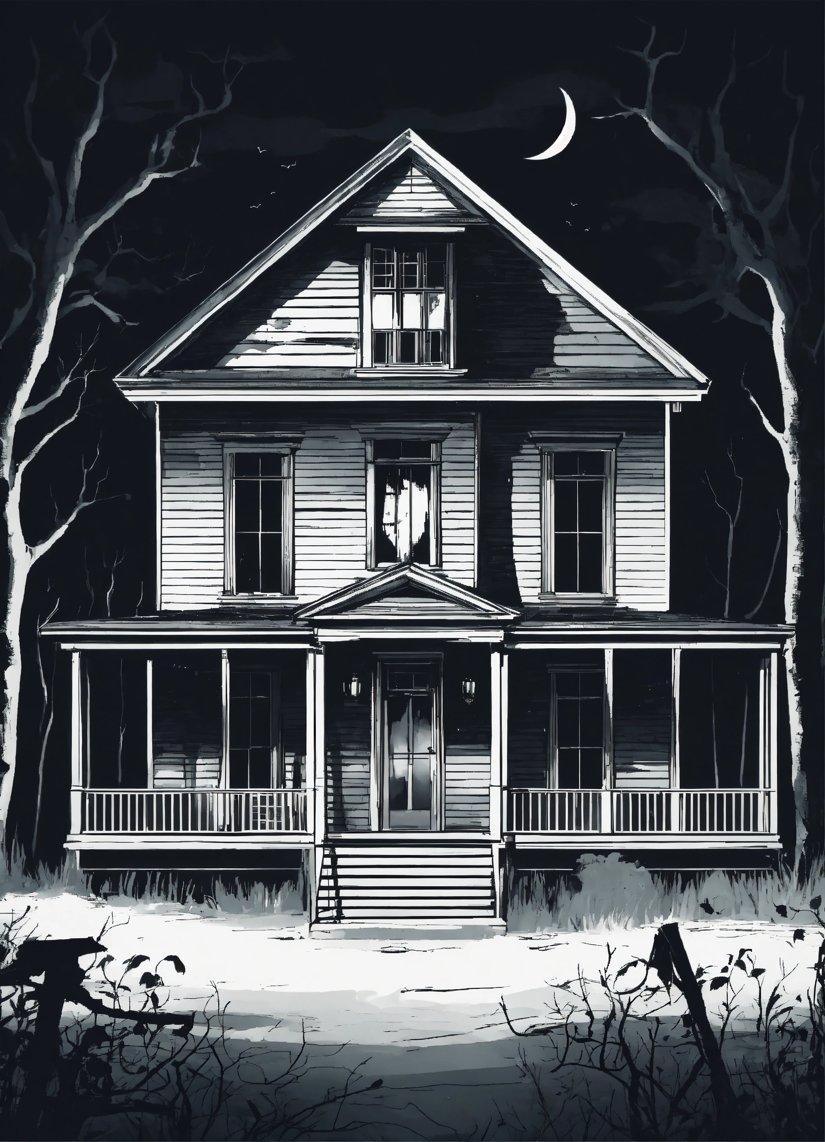 Lexica - A terrifying atmosphere in a sinister house on a dark night.