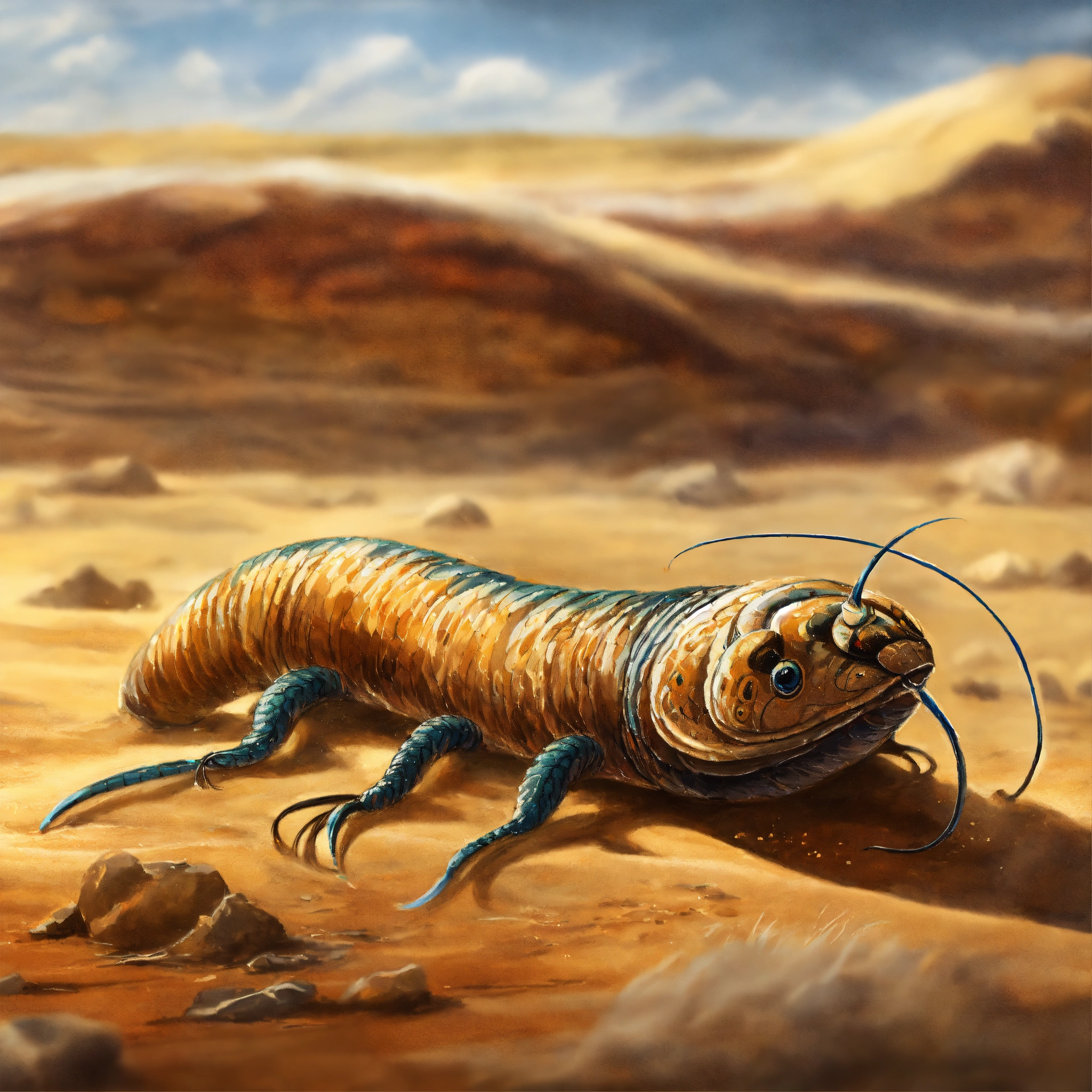Lexica - Concept art of a Mongolian sand blind worm, oil painting style ...