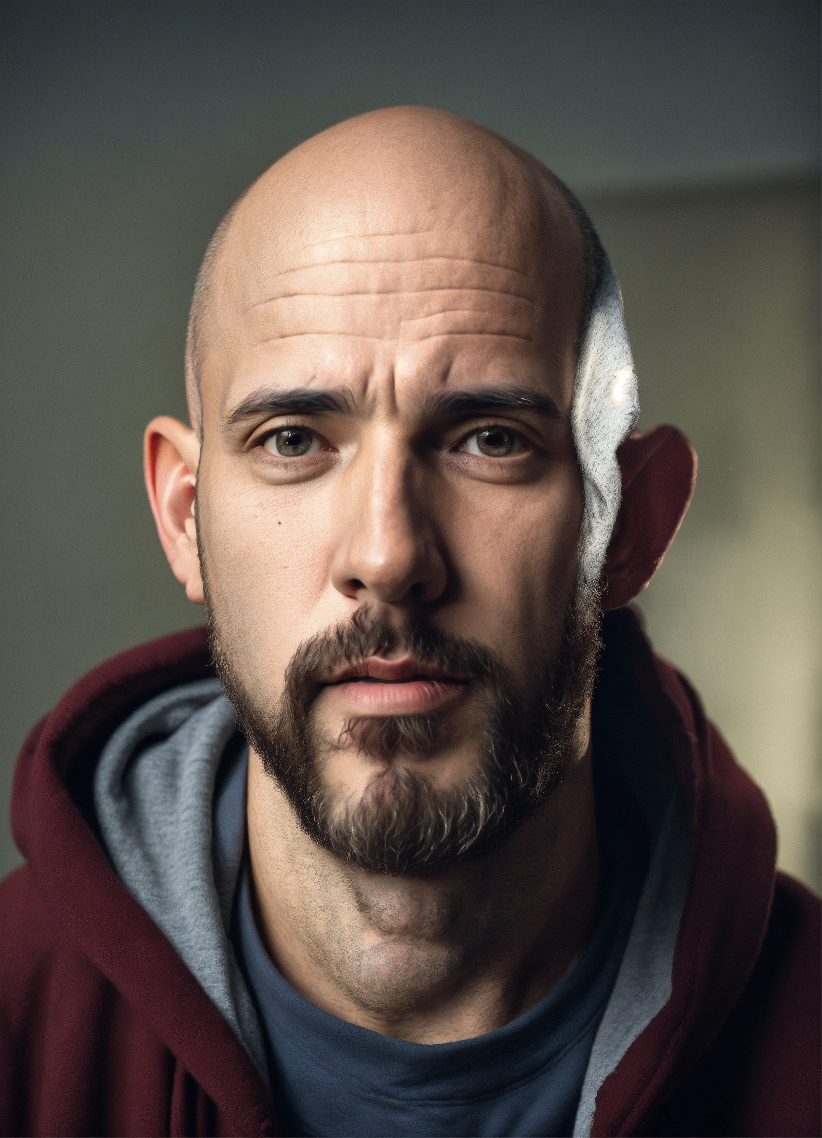 Lexica - A HUGE BALD HOMELESS MAN, EXTENDED PROTRUDING BROW FOREHEAD ...