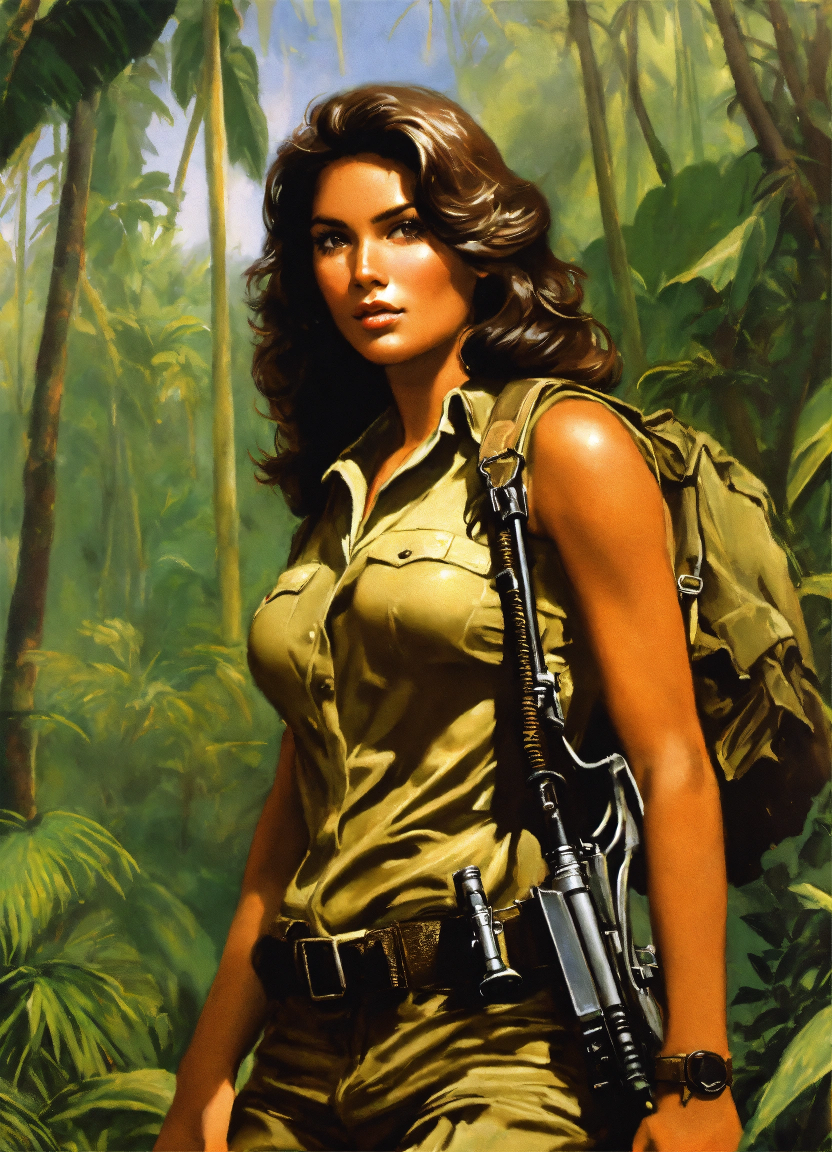Lexica - Brown hair female malaysian commando Boris Vallejo in tropial ...