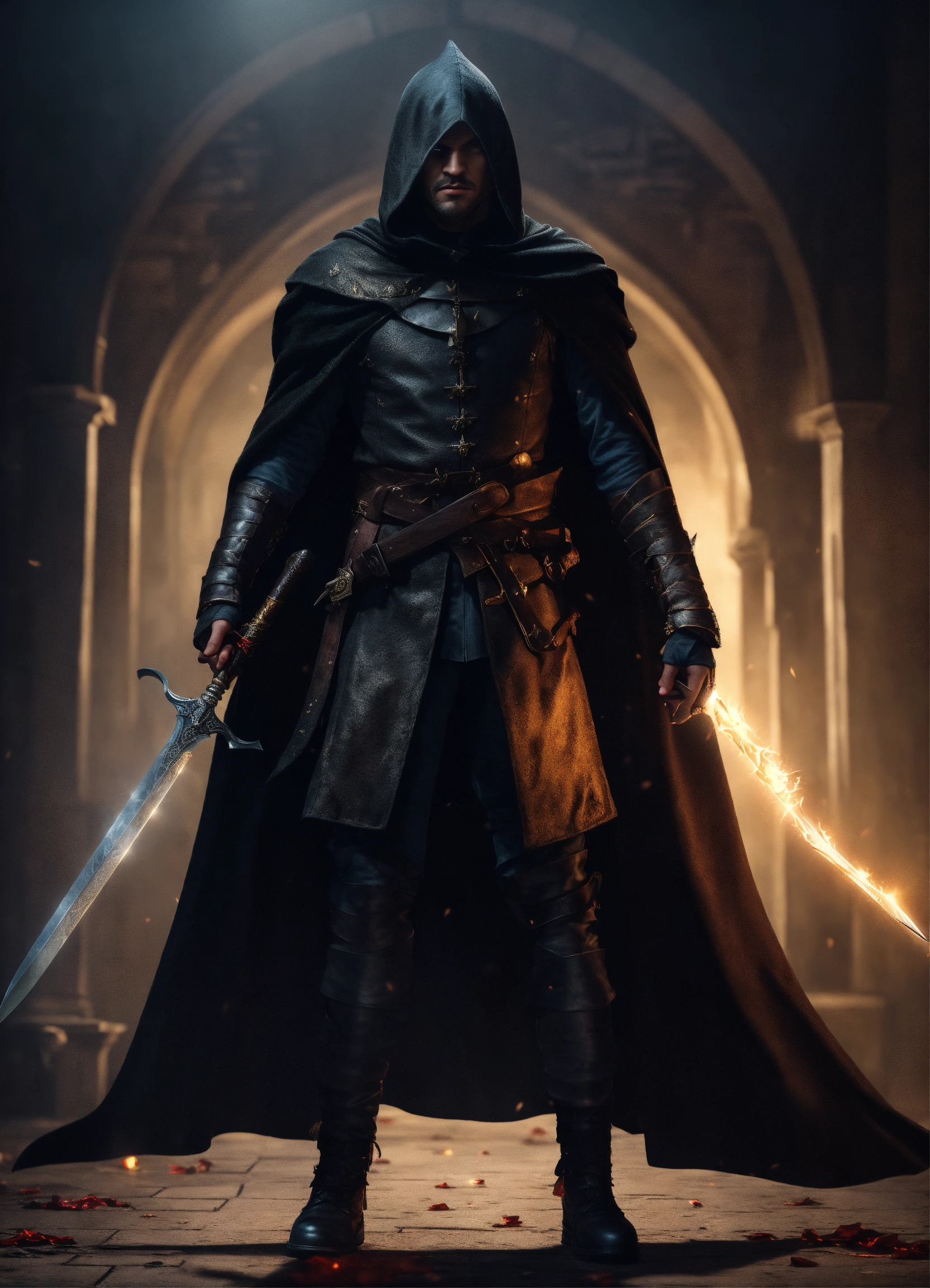 Lexica - A realistic full body portrait of a medival male assasin ...