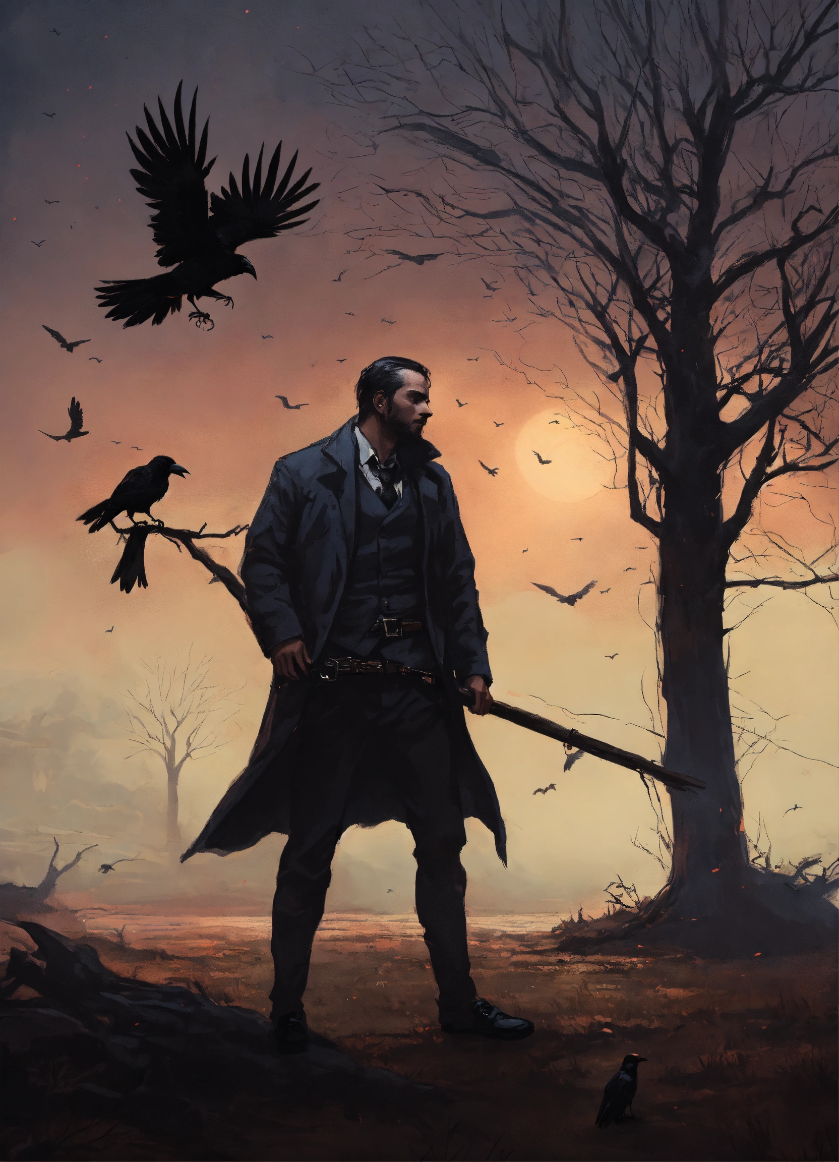 Lexica - A dead man hanging on the ground in the dark night, with a ...