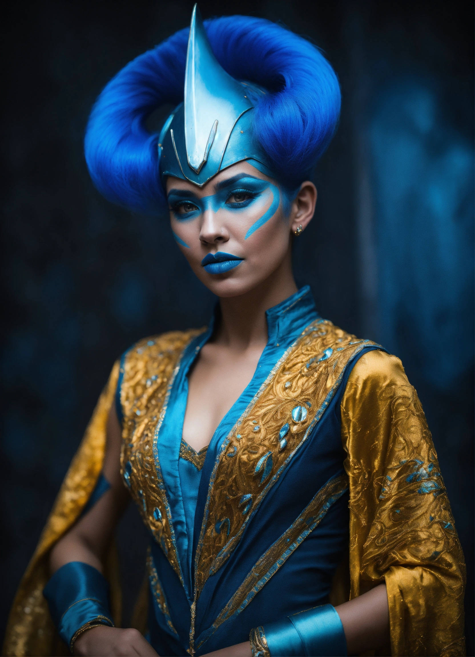 Lexica - Photo quality portrait of female andorian dancer with blue ...