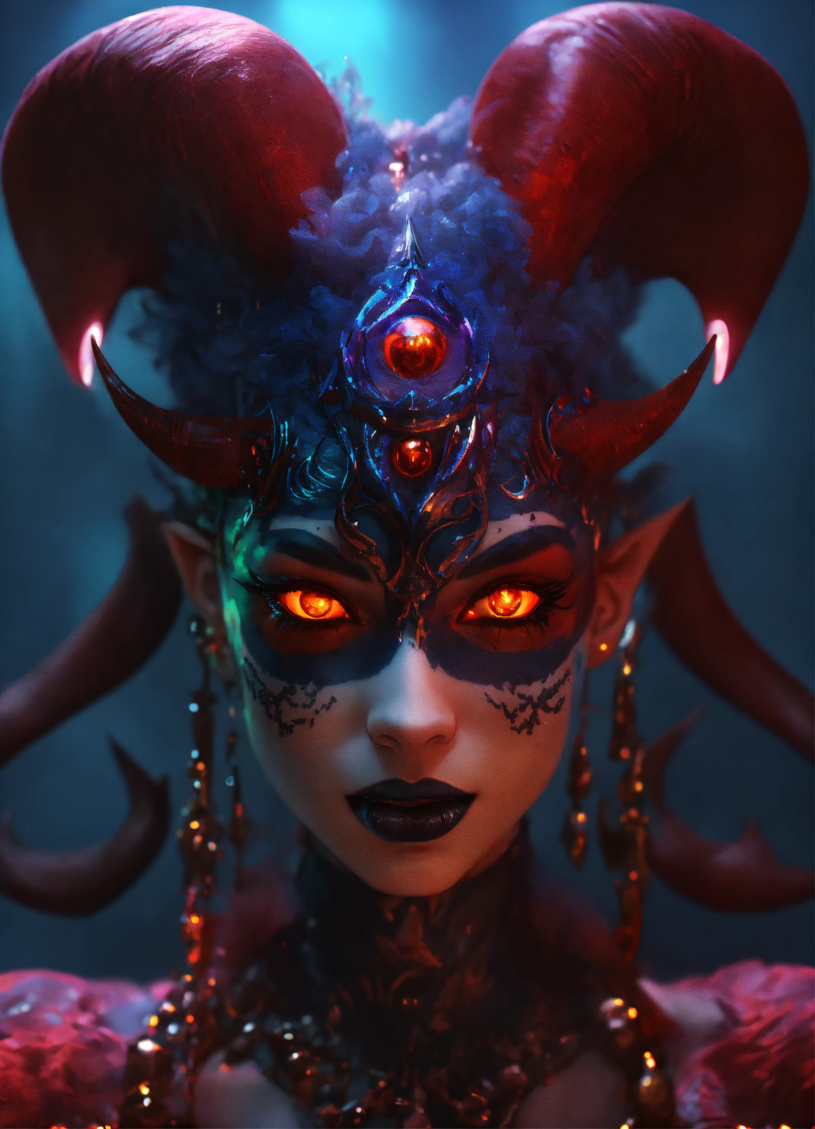 Lexica - Demon siren goddess, venom, octane render, demon Caribou horns ...