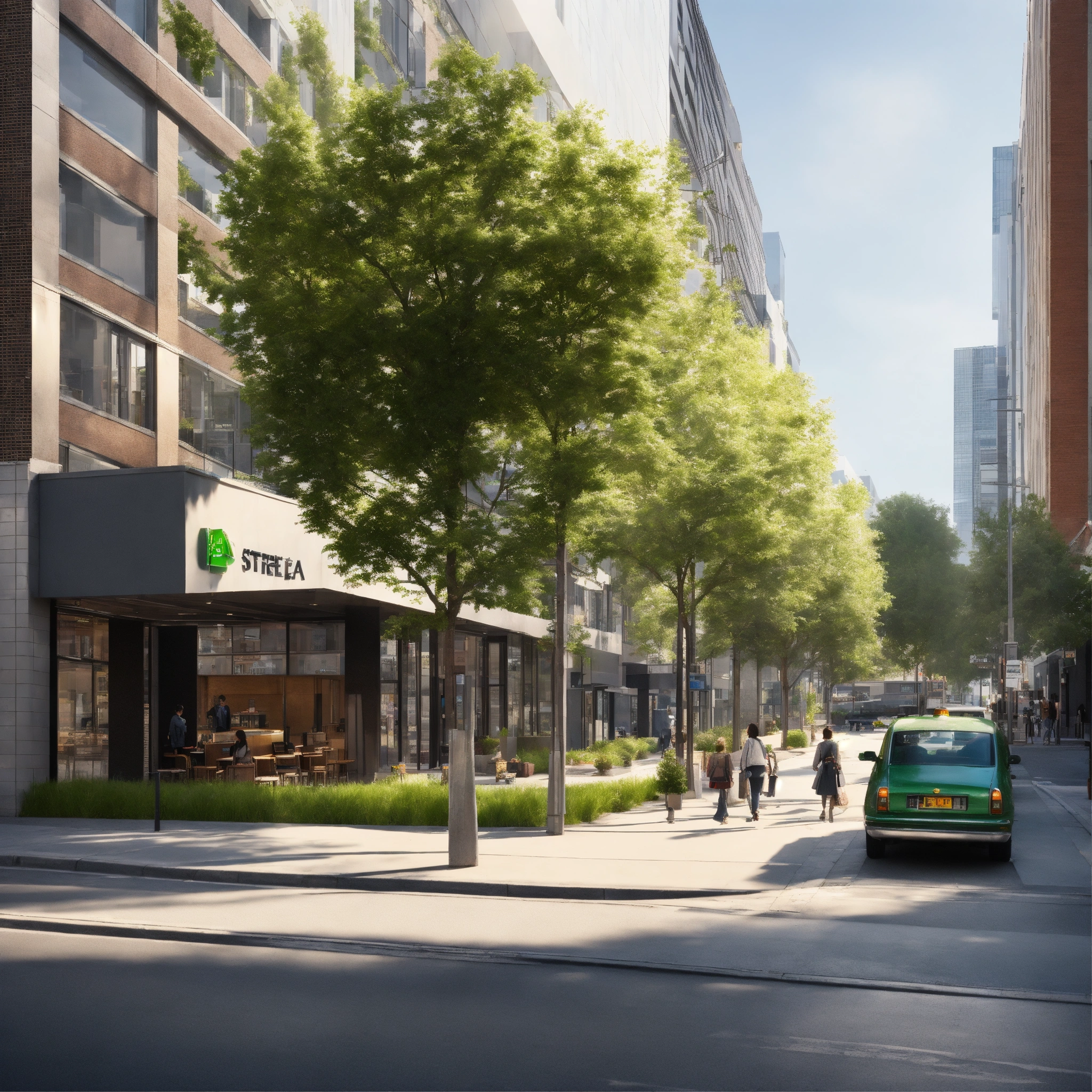 Lexica - Photographic, ultrarealistic, street level view of a modern ...