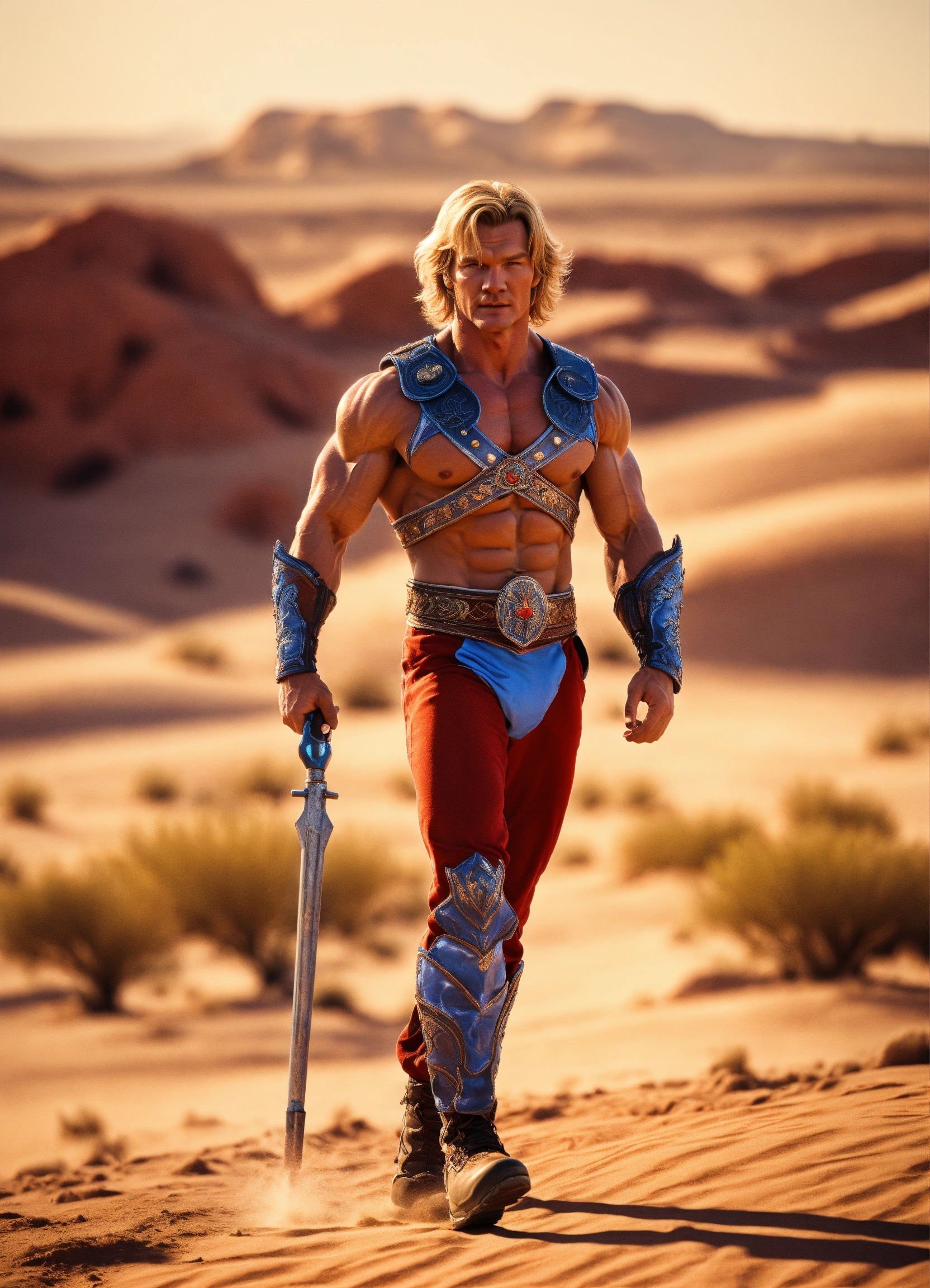 Lexica - Young Patrick Swayze with bobbed blonde hair, dressed like He ...