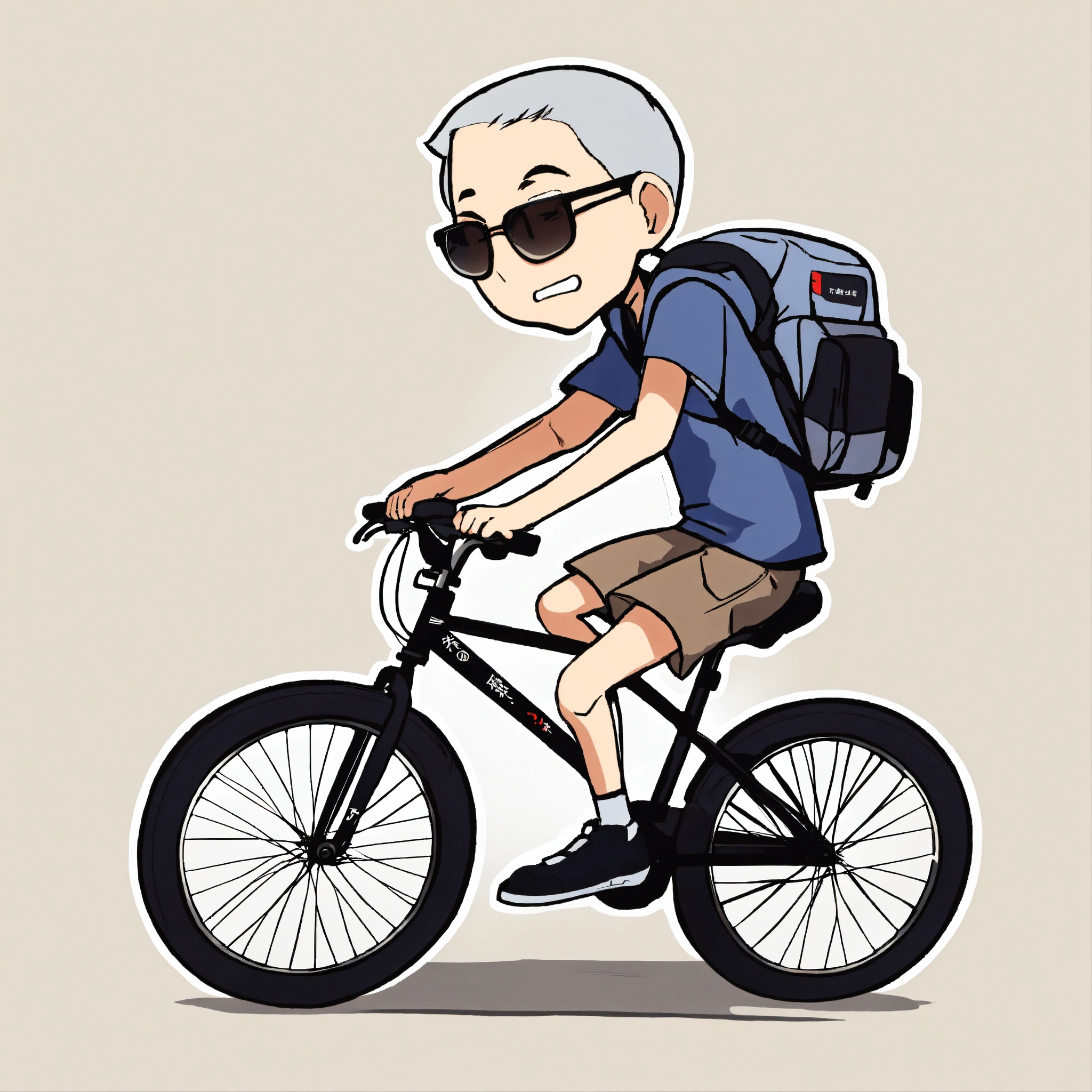 Lexica - Poor japanese man, ride on the bicycle, black T-shirt, chibi ...