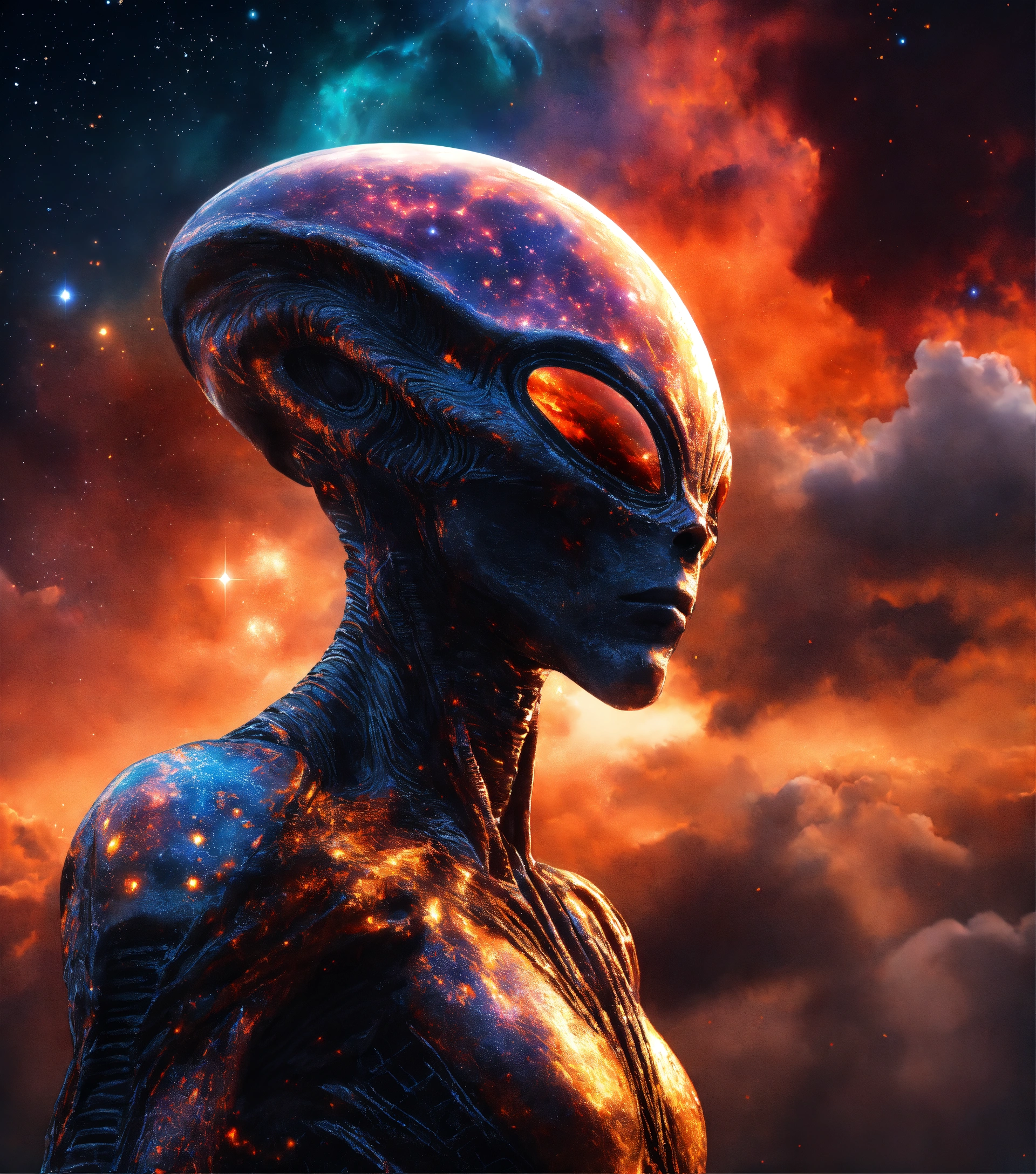 Lexica - Alien Transcendental image with a clear galaxy background ...