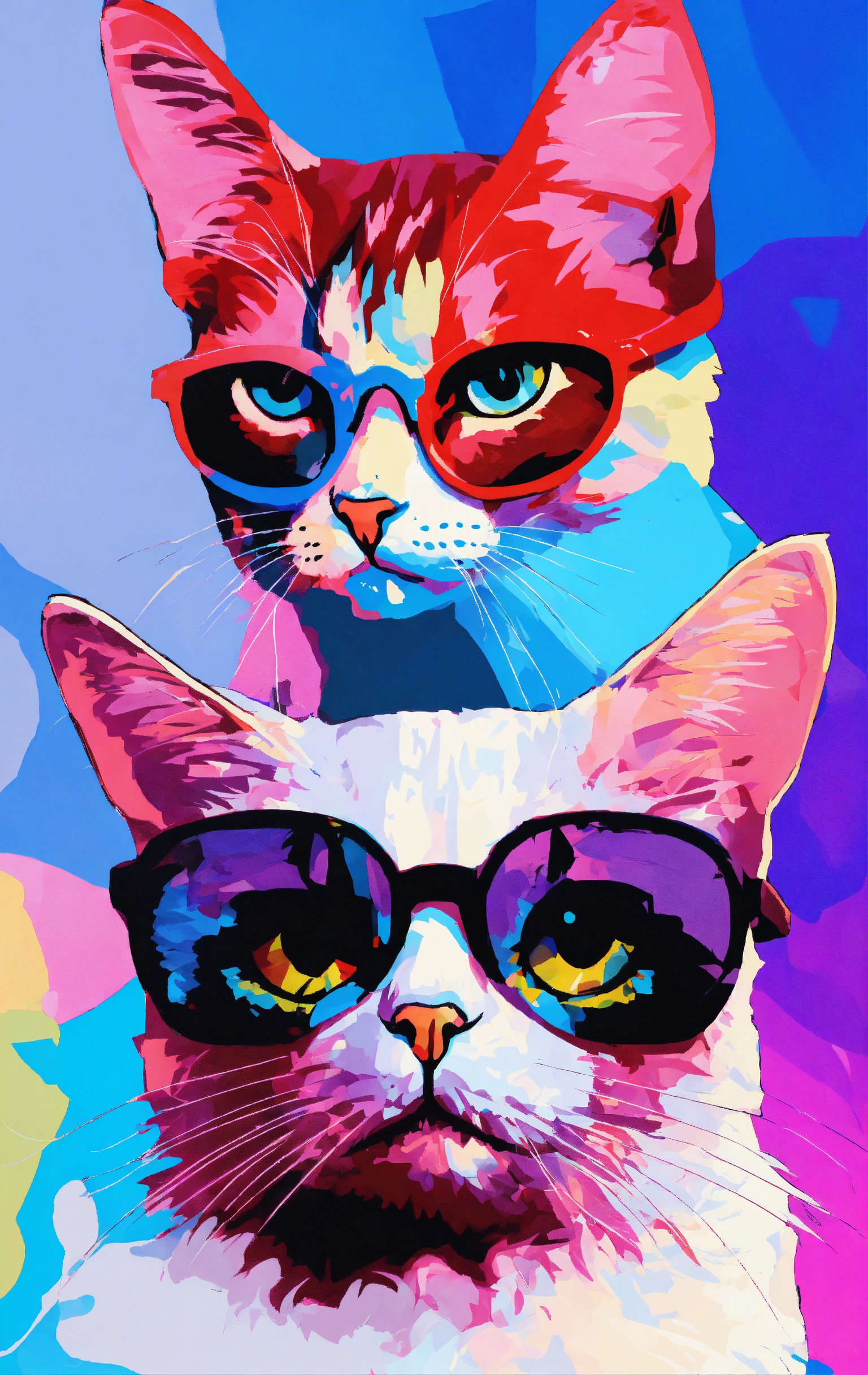 Lexica - A red blue cat-lifeguard in pop art style