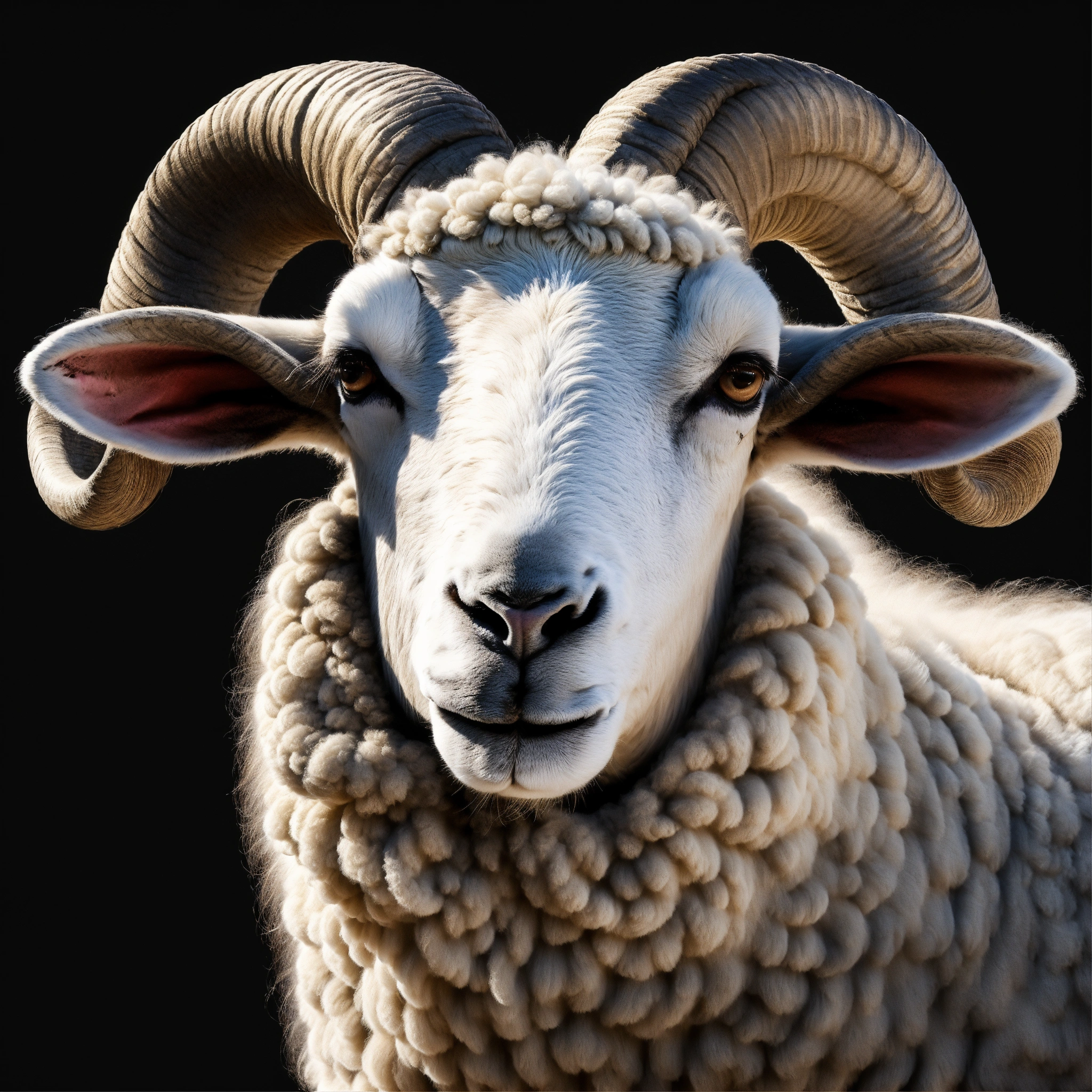 Lexica - White merino sheep profile side on black background photo ...