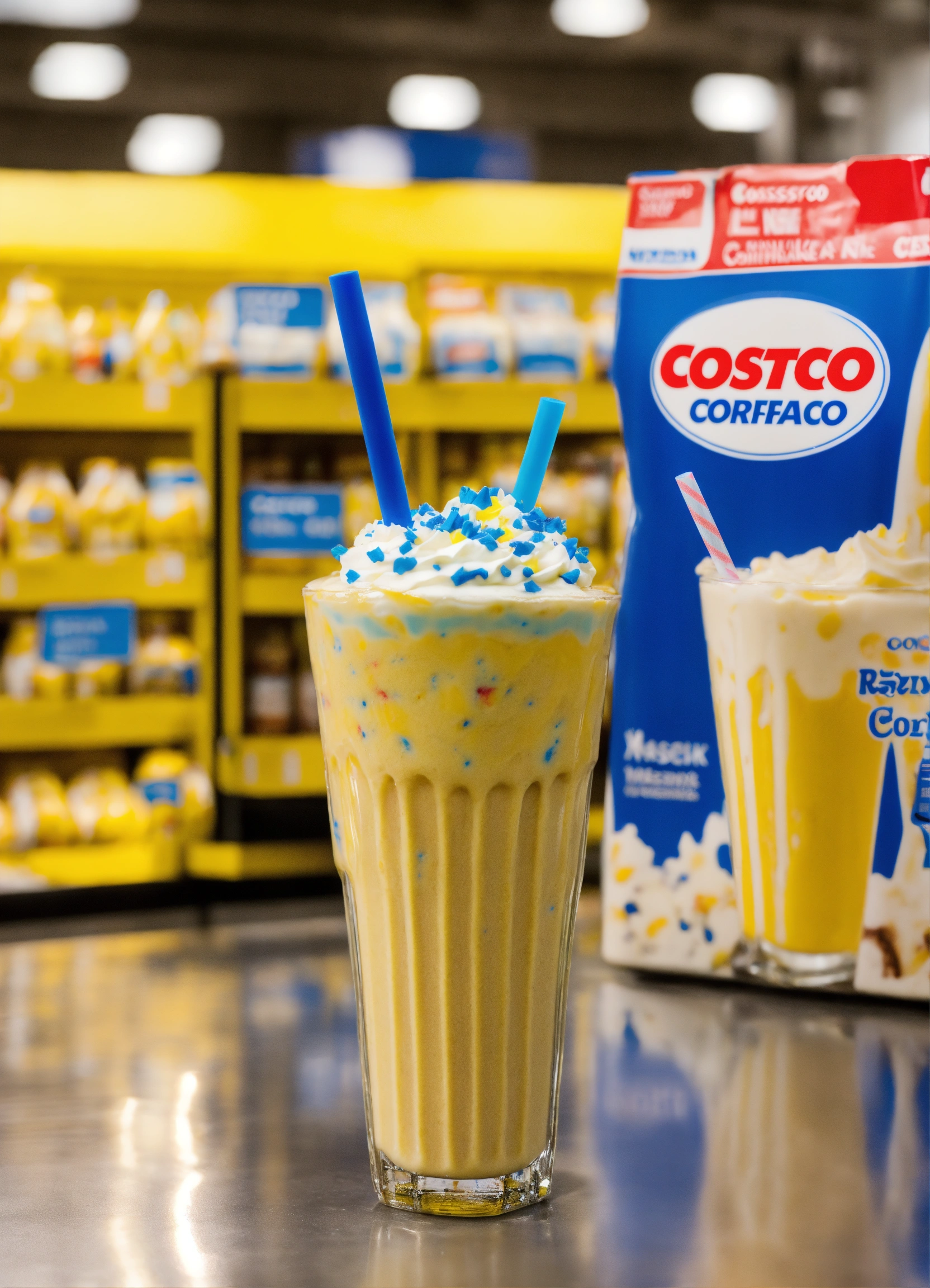Lexica - Costco store as a milkshake drink blue and yellow colors in ...