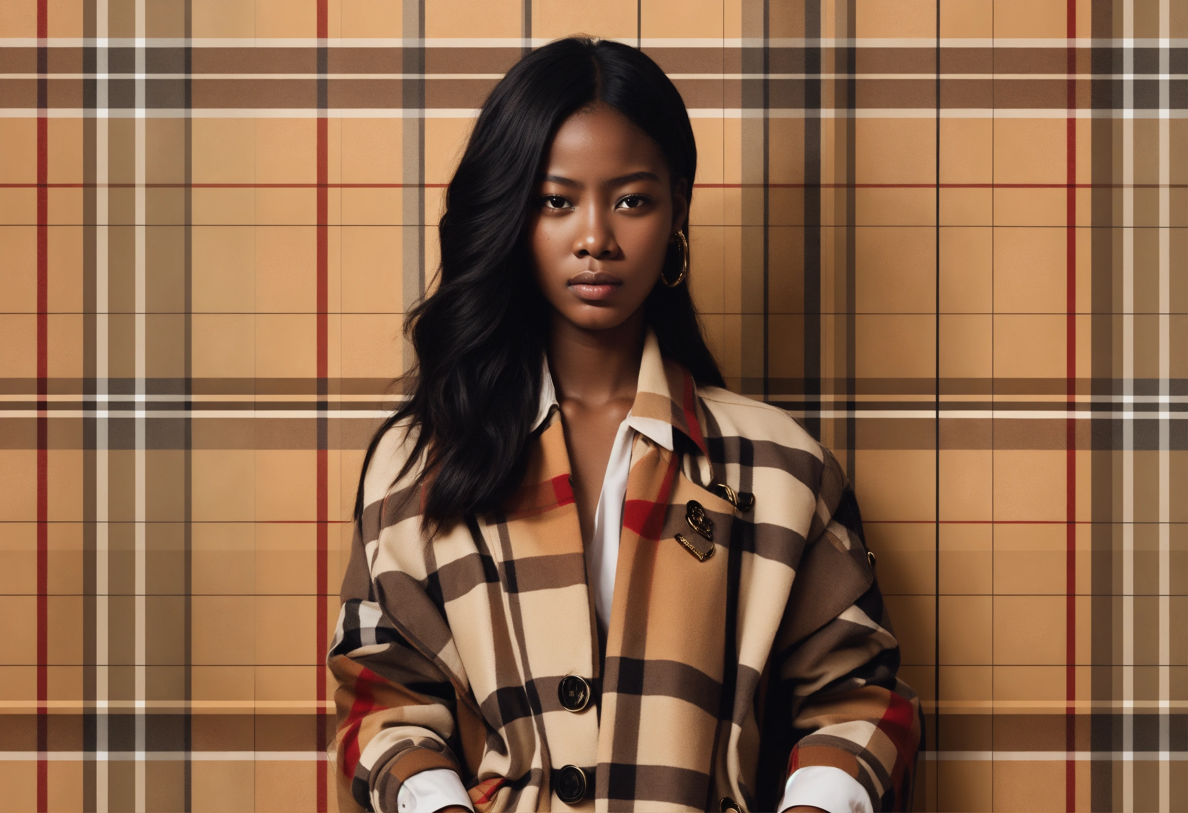 Lexica - Mailbox icons, emails, beautiful ebony girl, Burberry branded checkered pattern ...