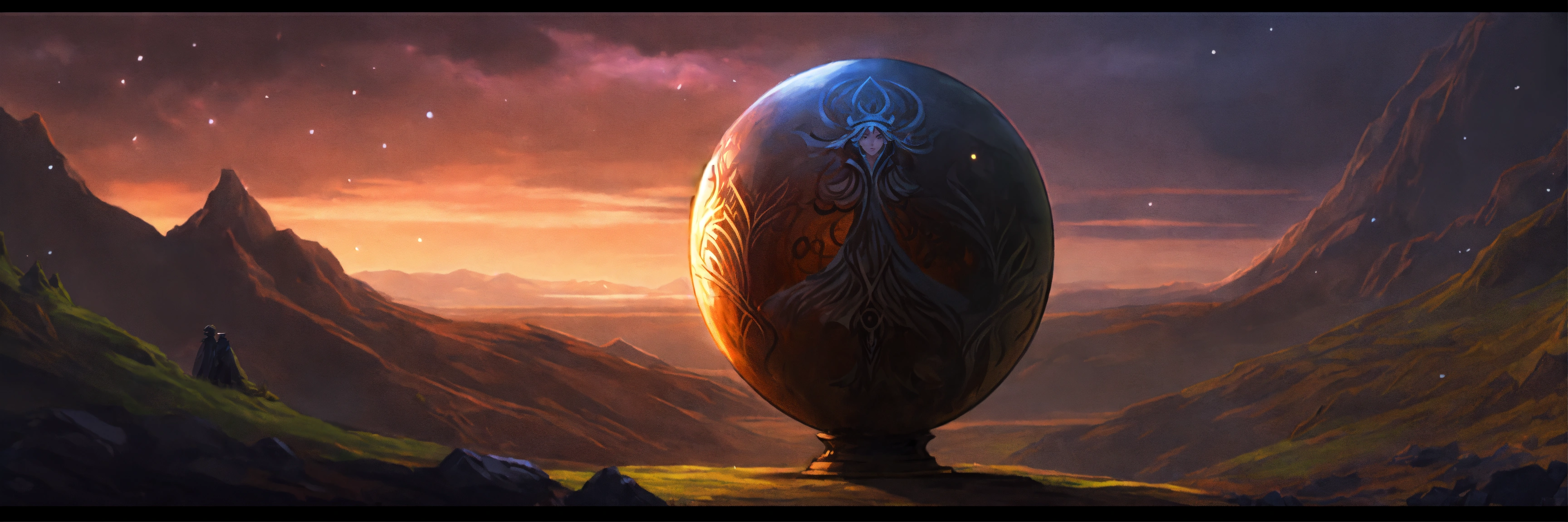 Lexica - Create a elder elf god, standing before a giant dark orb ...