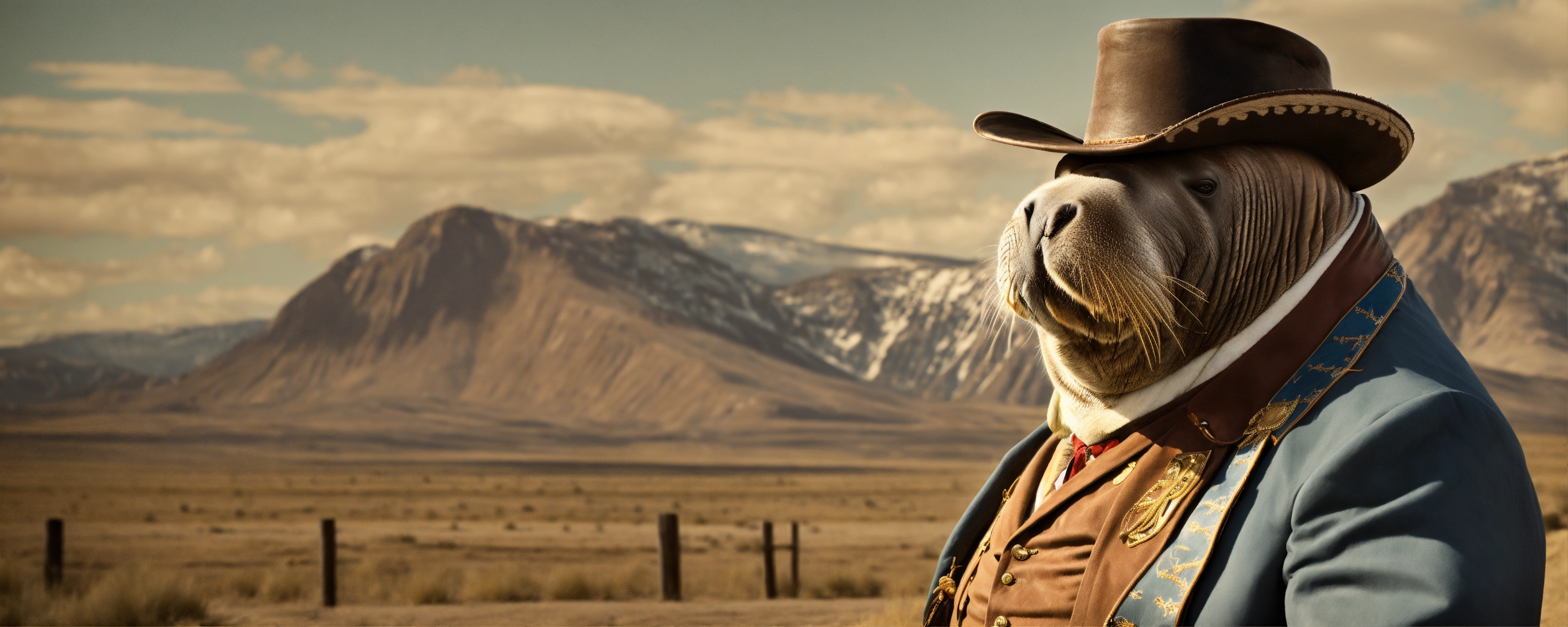 Lexica - A realistic ((walrus)) dressed in (old wild west cowboy style ...