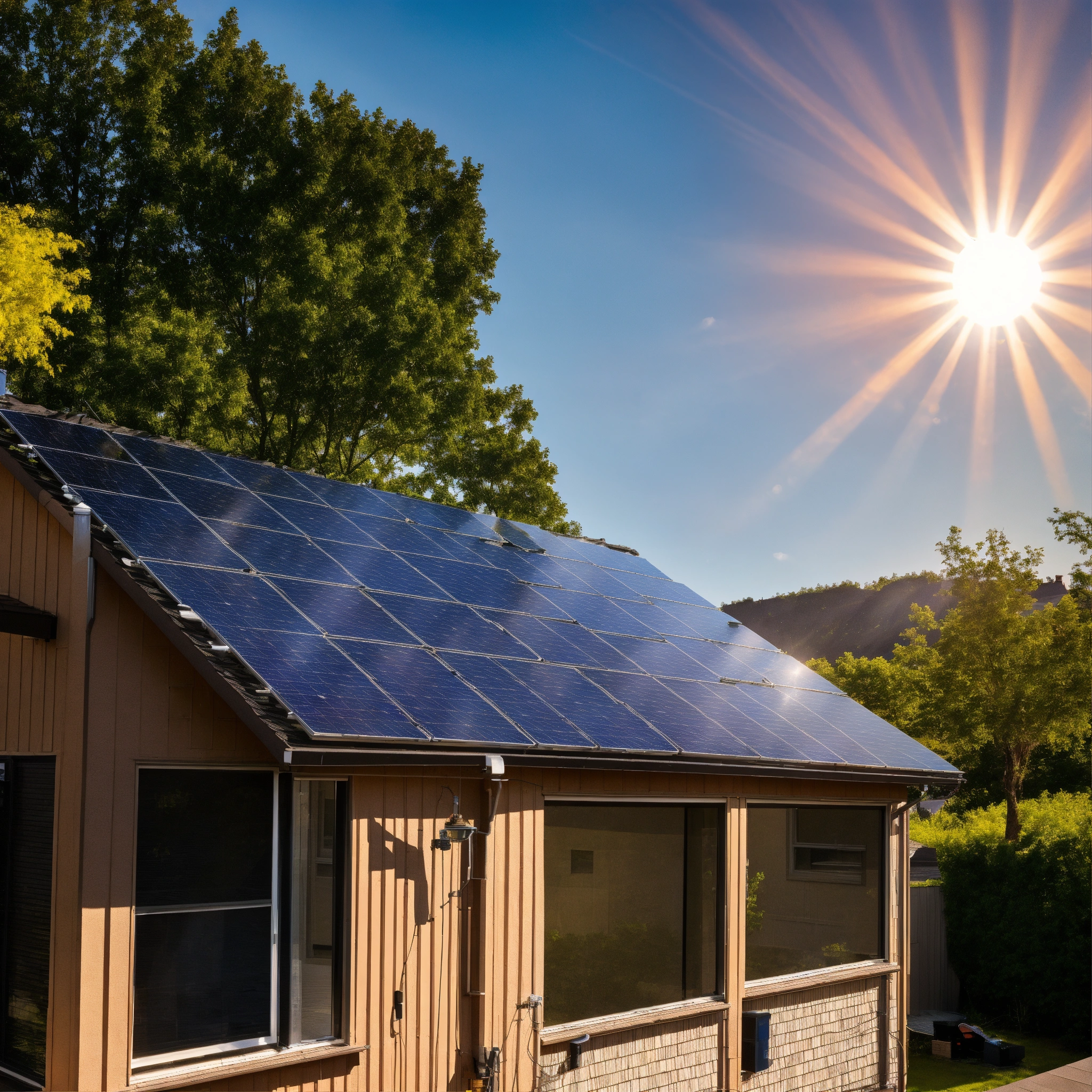 Lexica - A photo of a solar panel array on the roof of a house. The ...