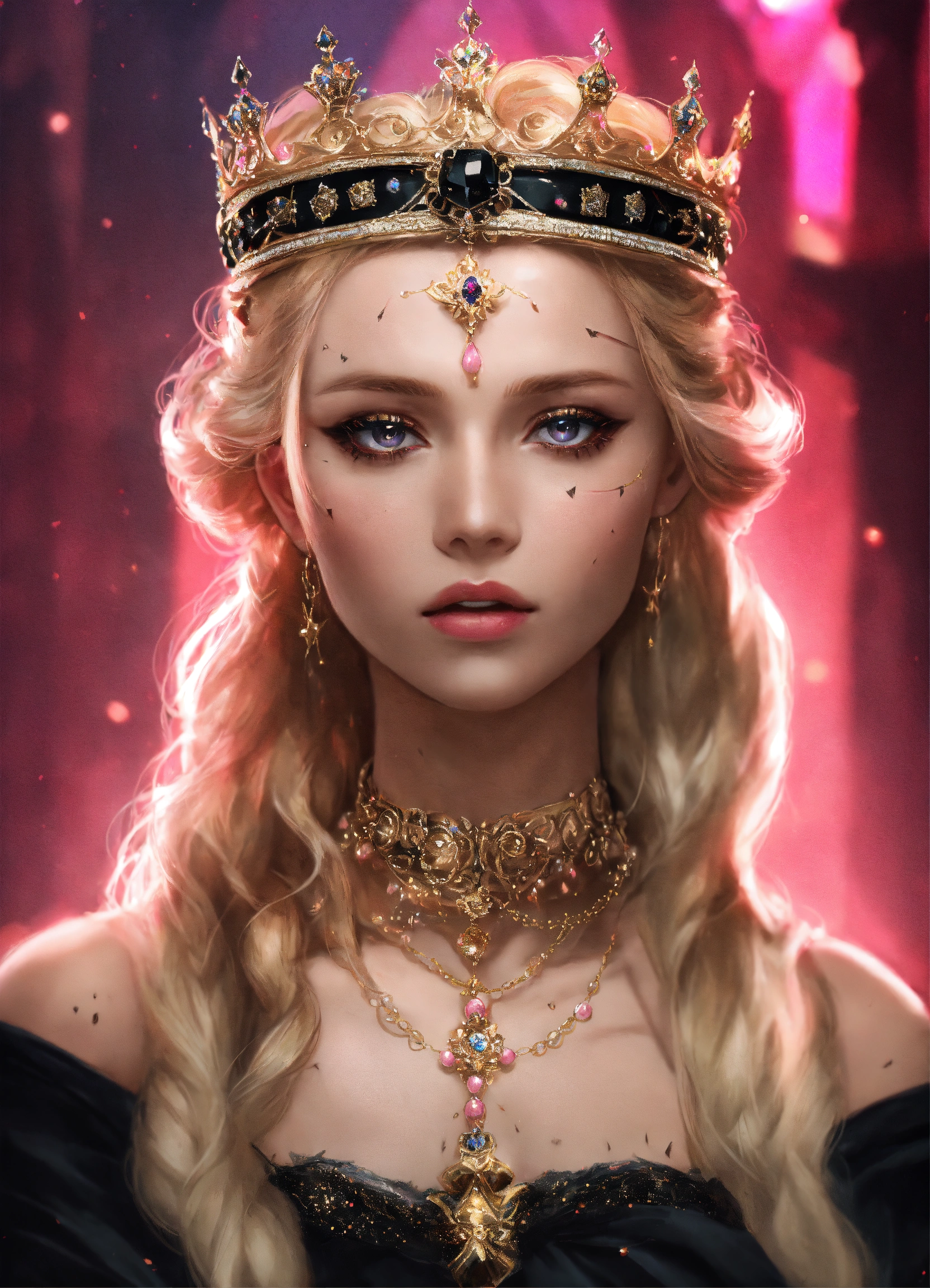 Lexica - Goddess queen, blonde hair wearing a crown with black diamonds ...