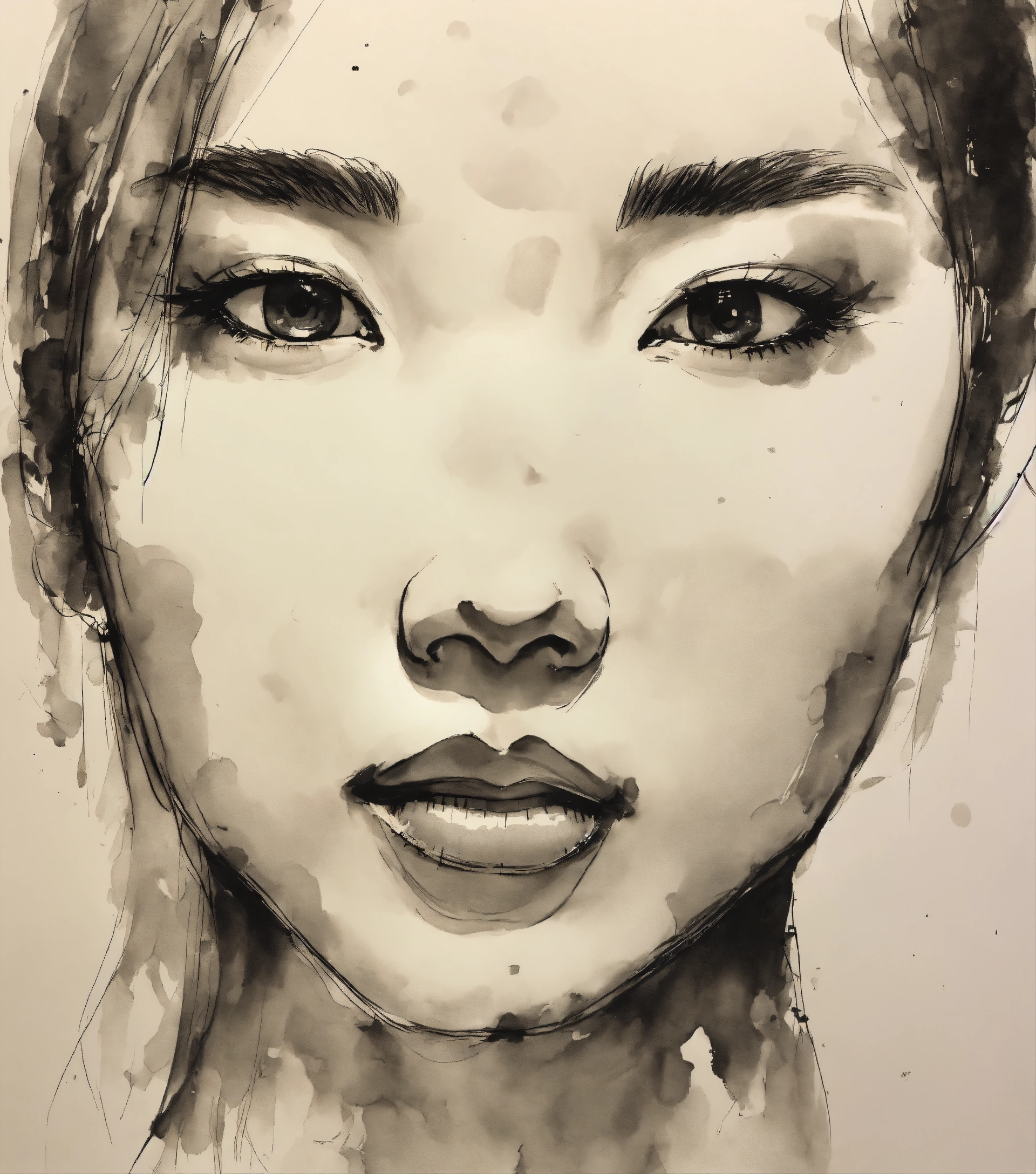 Lexica - One liner stroke of a face in chinese ink