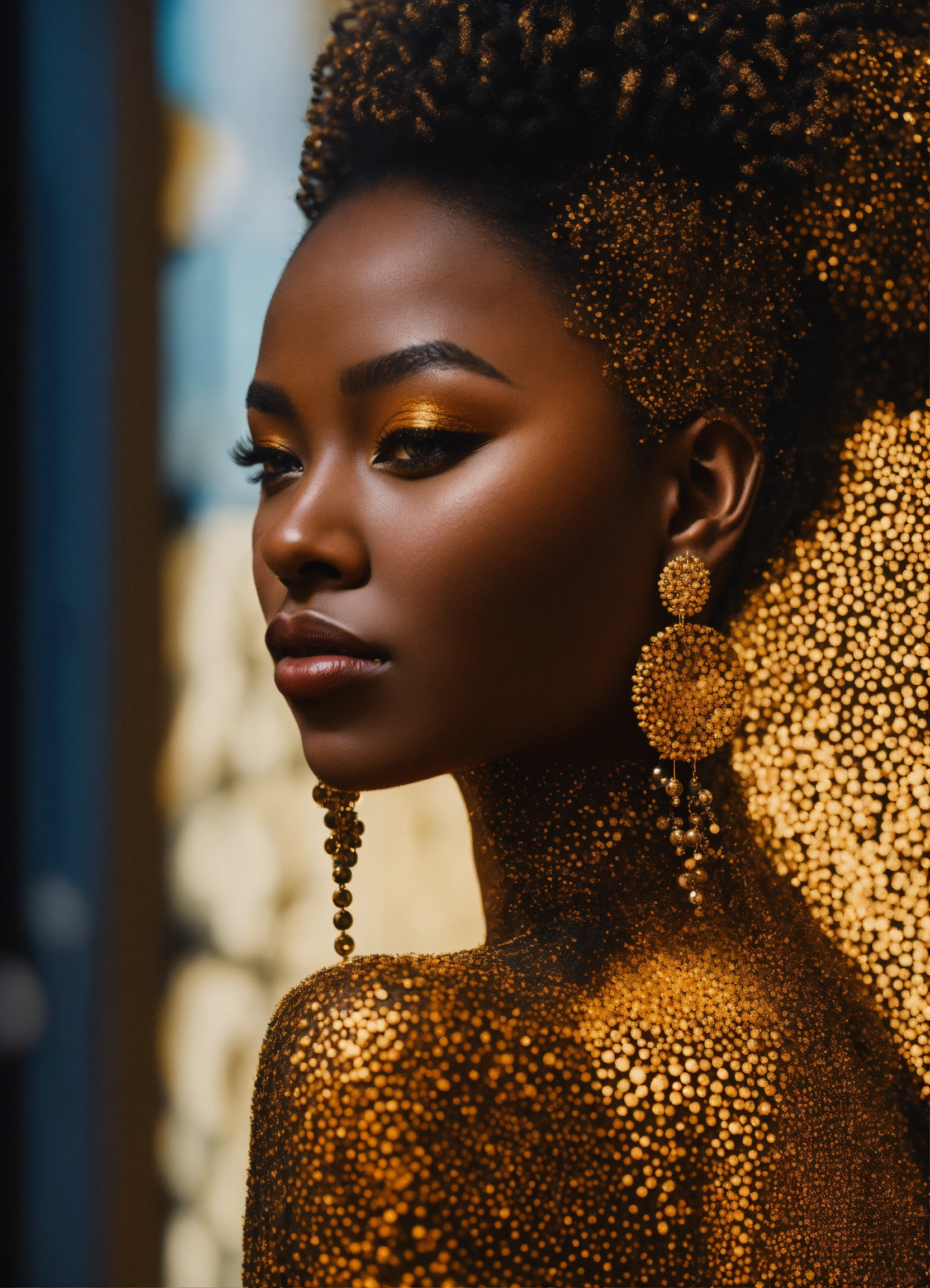 Lexica - An intricate pointillism artwork of a mesmerizing ebony femme ...