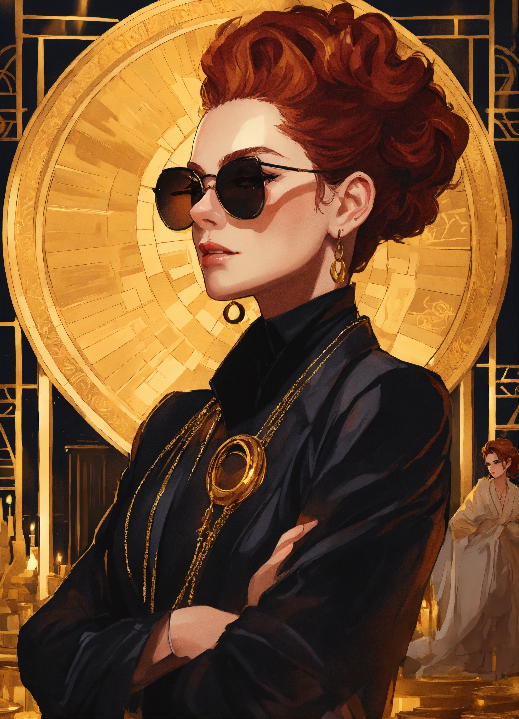Lexica - Good omens as woman, female Crowley wearing black clothes suit ...