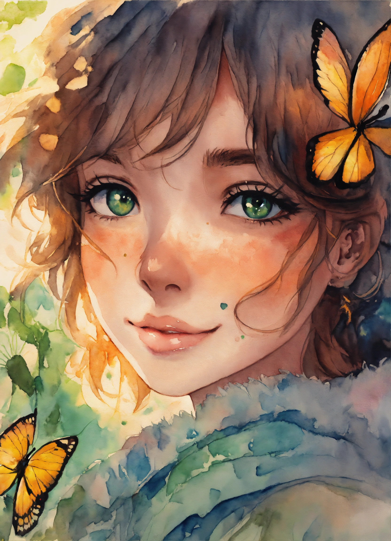 Lexica - Cartoon, anime style, watercolor painting in soft and muted ...