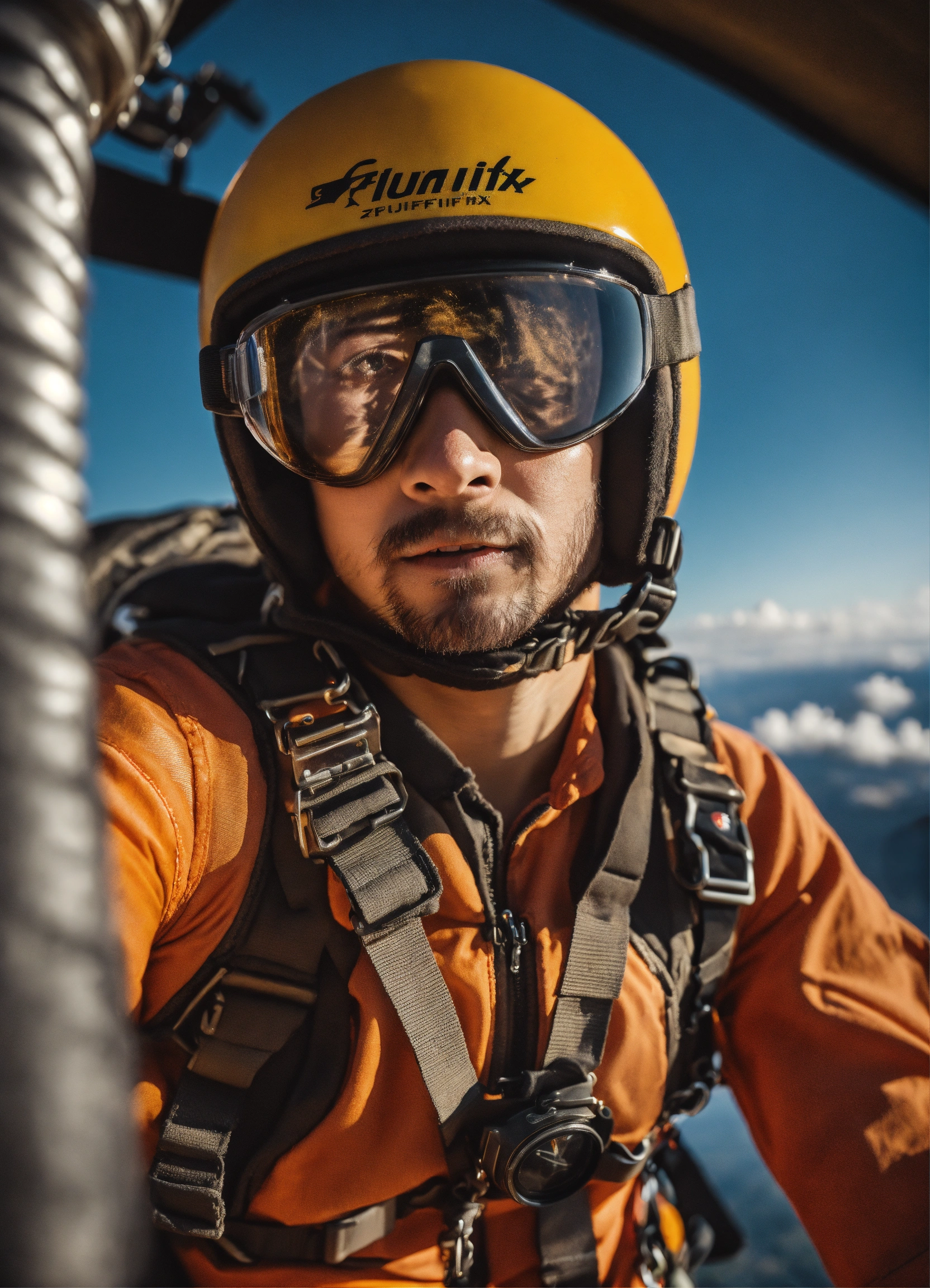 Lexica - Grizzly bear skydiving, parachute, wearing goggles, best ...