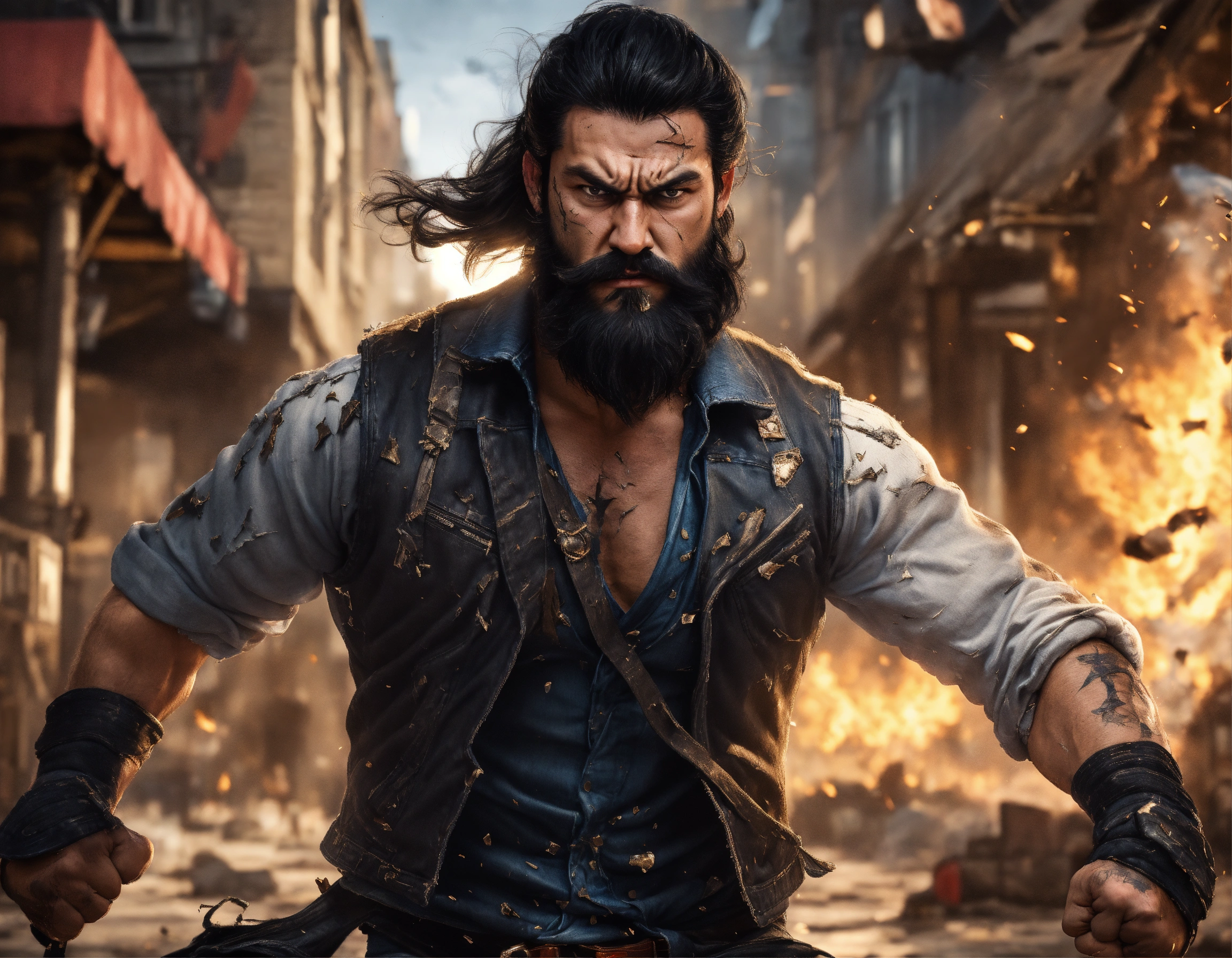 Lexica - A highly detailed realistic photo of a tough biker with a ...