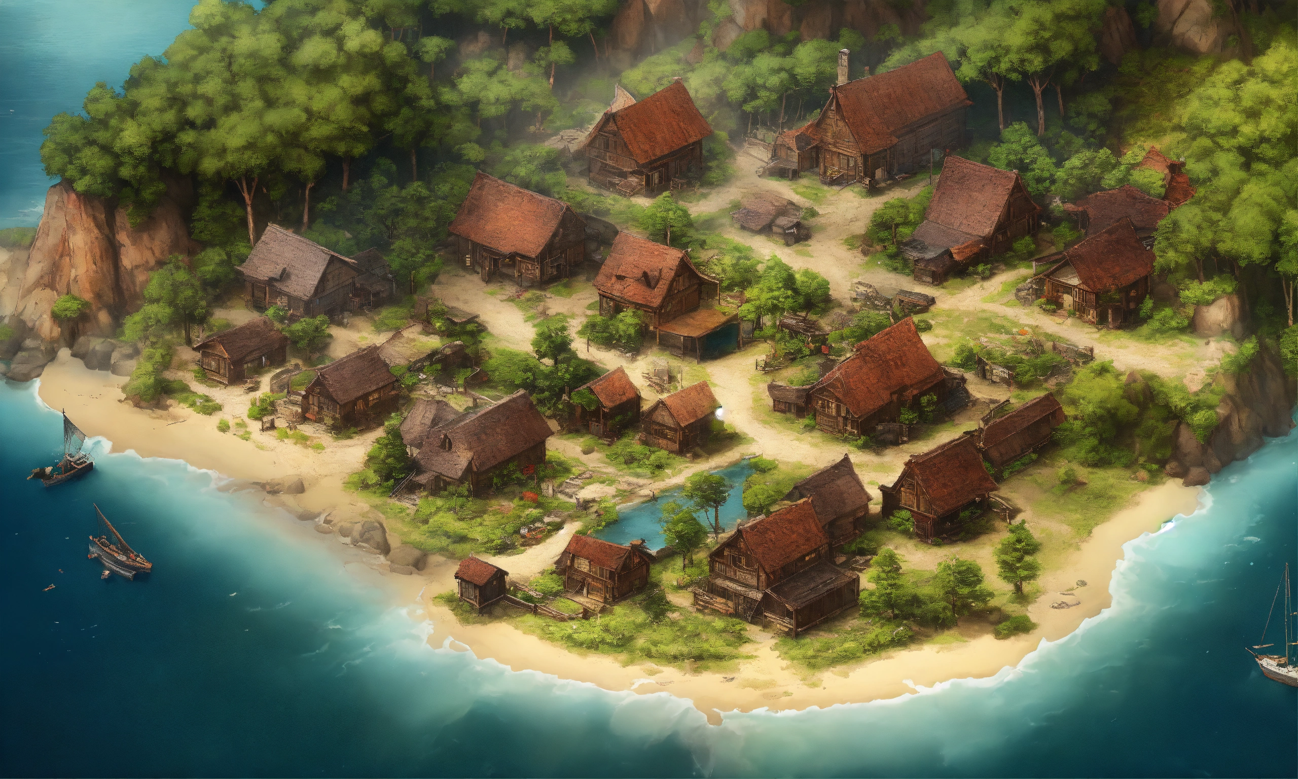 Lexica - Streetmap of coastal Colonial frontier hamlet surrounded by ...