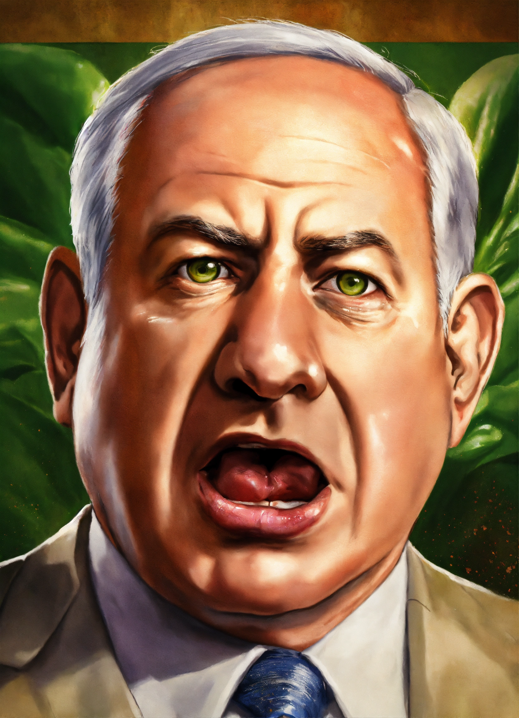 Lexica - Distressed Benjamin Netanyahu as pickles erupt from his nose ...